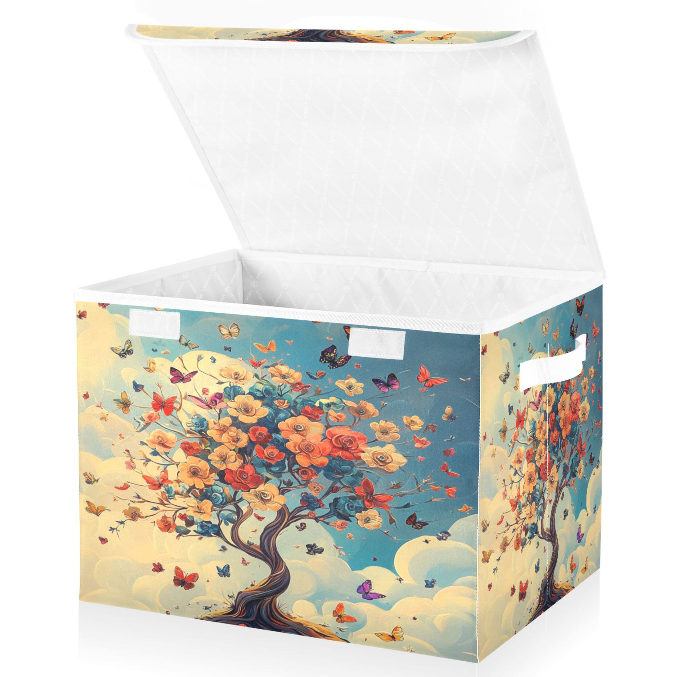 Large Lidded Bin Foldable Storage Baskets Boxes Cubes Lids with 2 ...