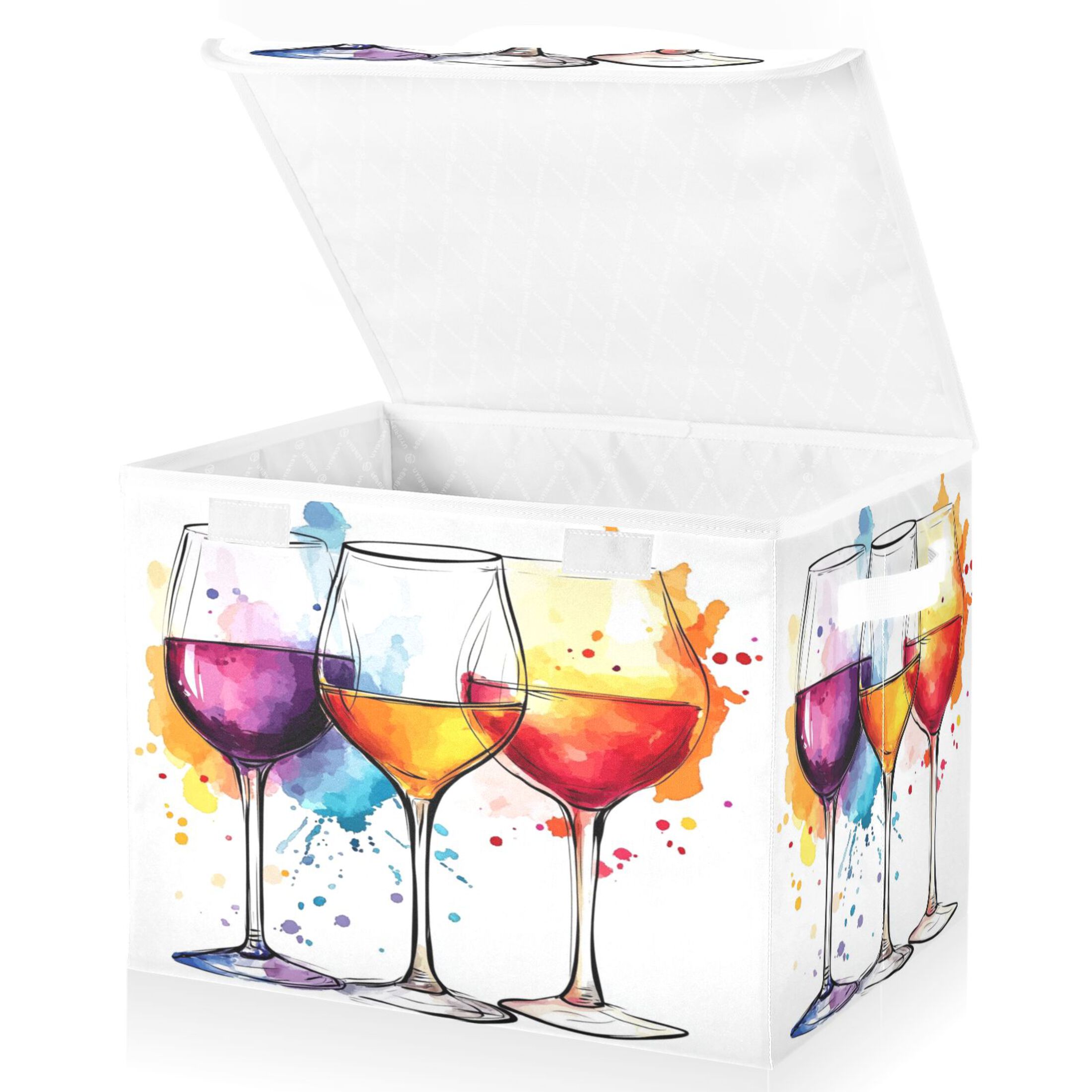 Large Lidded Bin Foldable Storage Baskets Boxes Cubes Lids with 2 ...