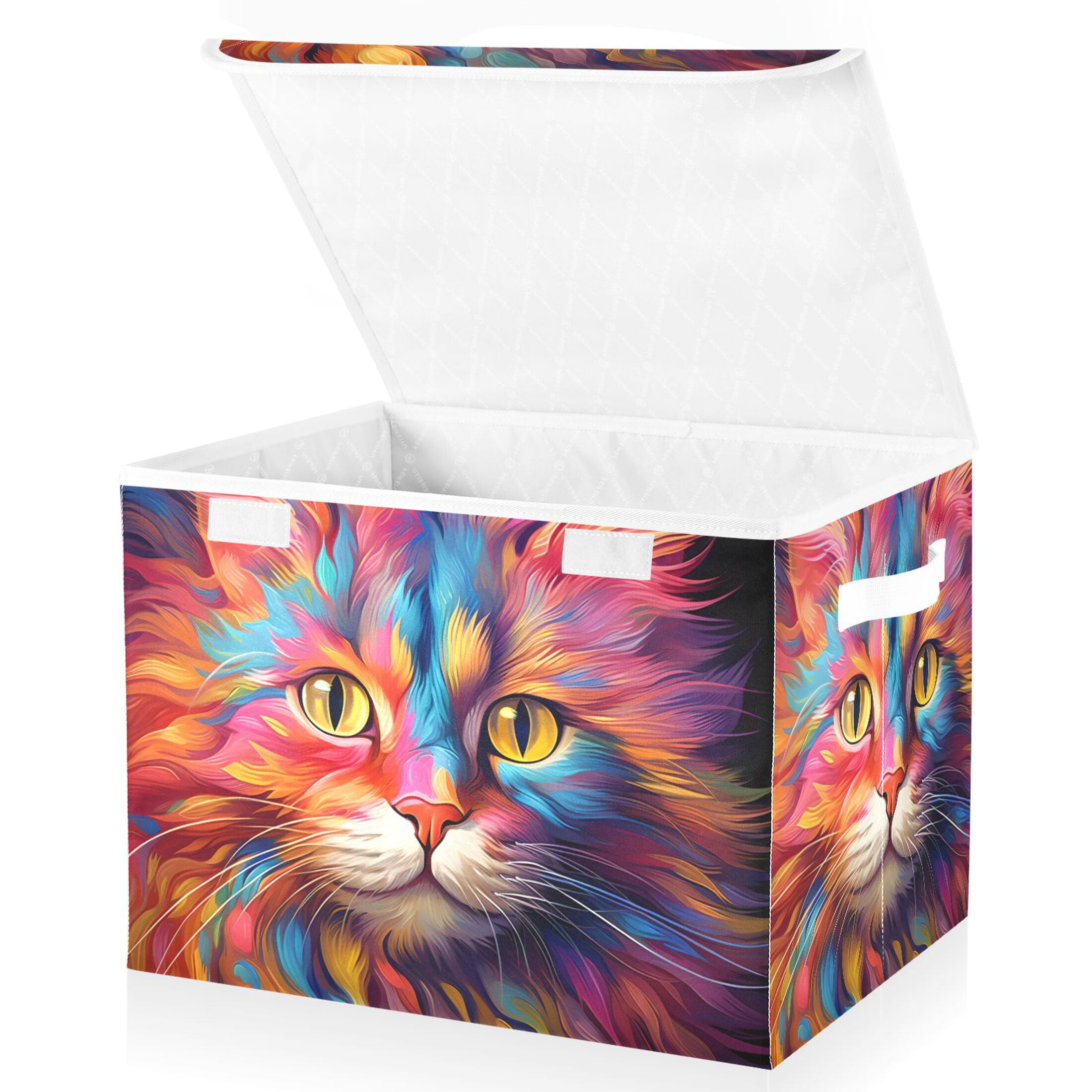 Large Lidded Bin Foldable Storage Baskets Cat Magic Boxes Cubes Lids ...