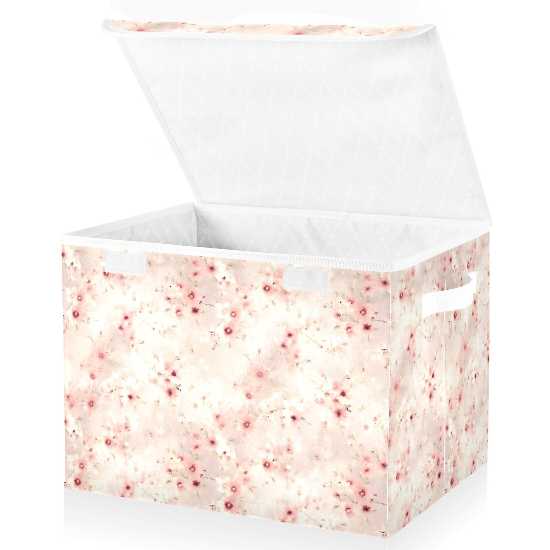 Large Lidded Bin Foldable Storage Baskets Cherry Floral Flowers Boxes ...