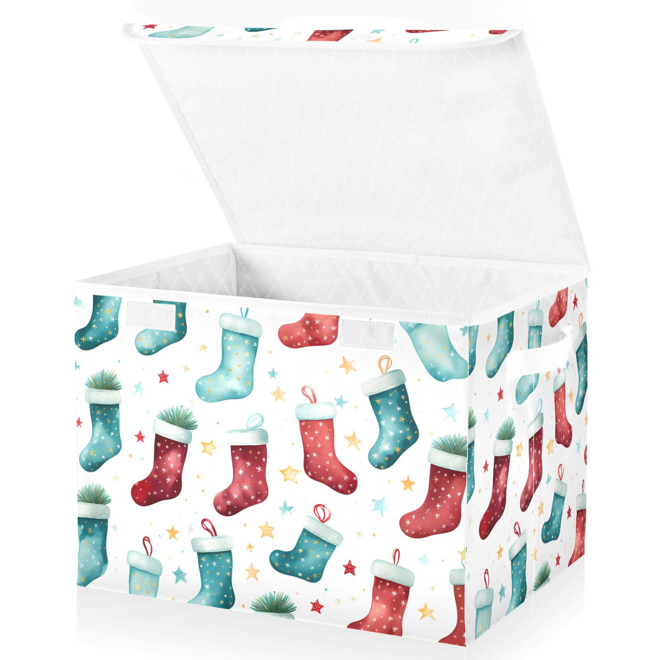 Large Lidded Bin Foldable Storage Baskets Christmas Socks Boxes Cubes ...