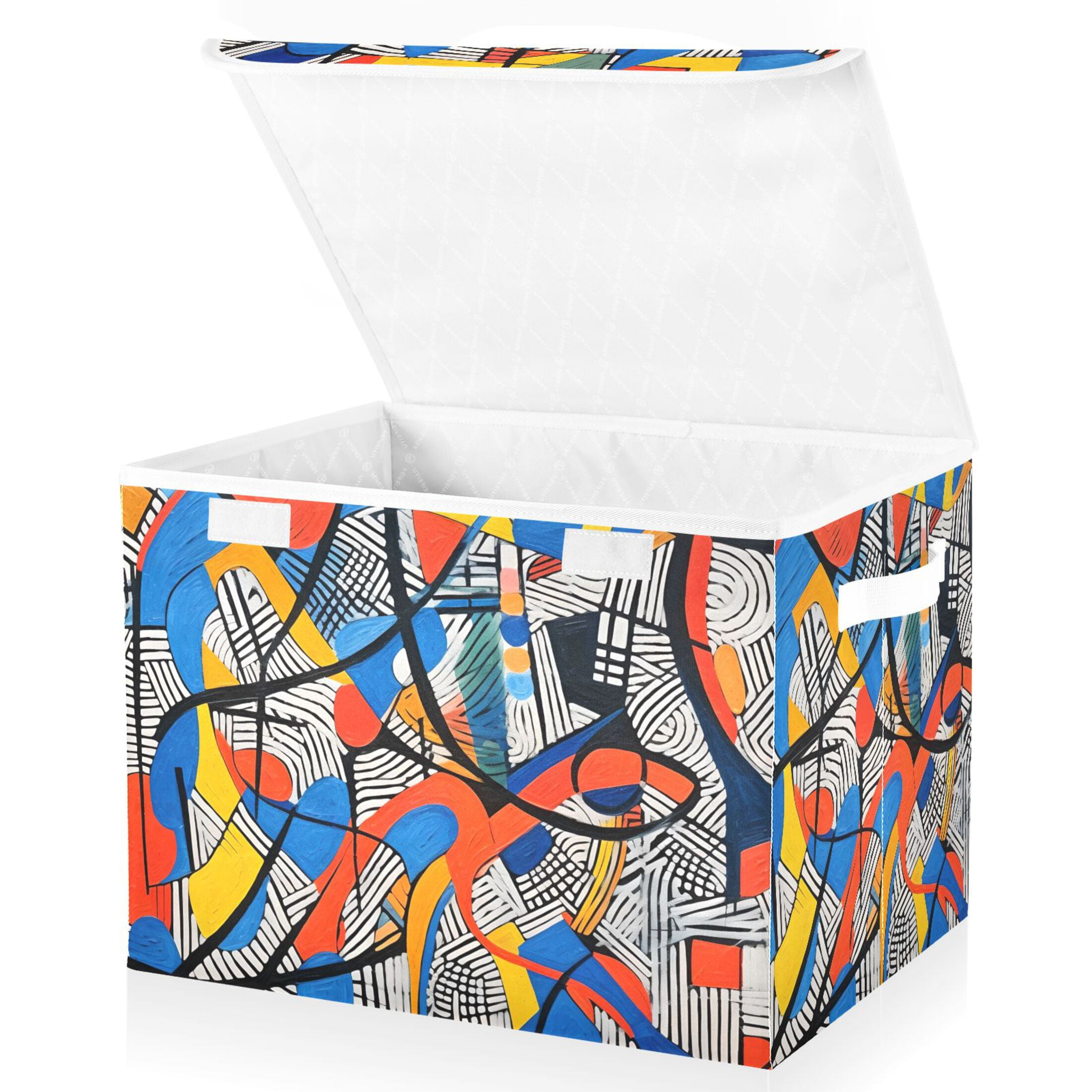 Large Lidded Bin Foldable Storage Baskets Colorful Abstract Pattern ...