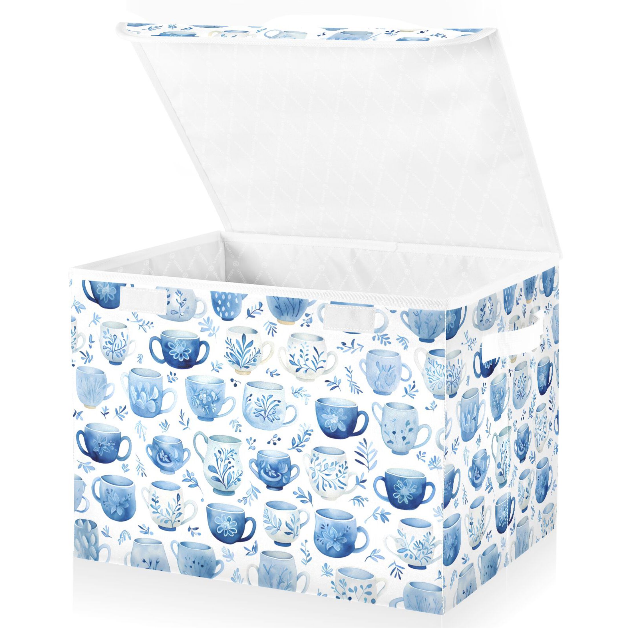 Large Lidded Bin Foldable Storage Baskets Cups Boxes Cubes Lids with 2 ...