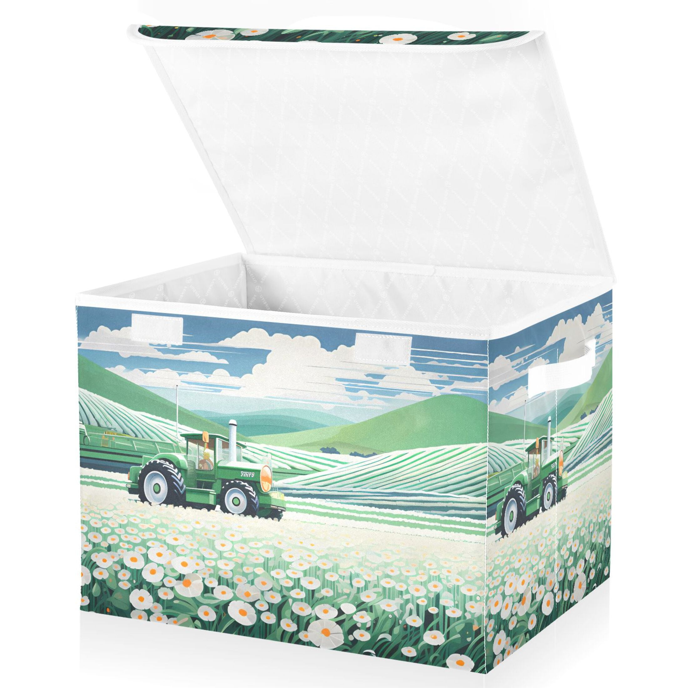 Large Lidded Bin Foldable Storage Baskets Daisy and Truck Landscape ...