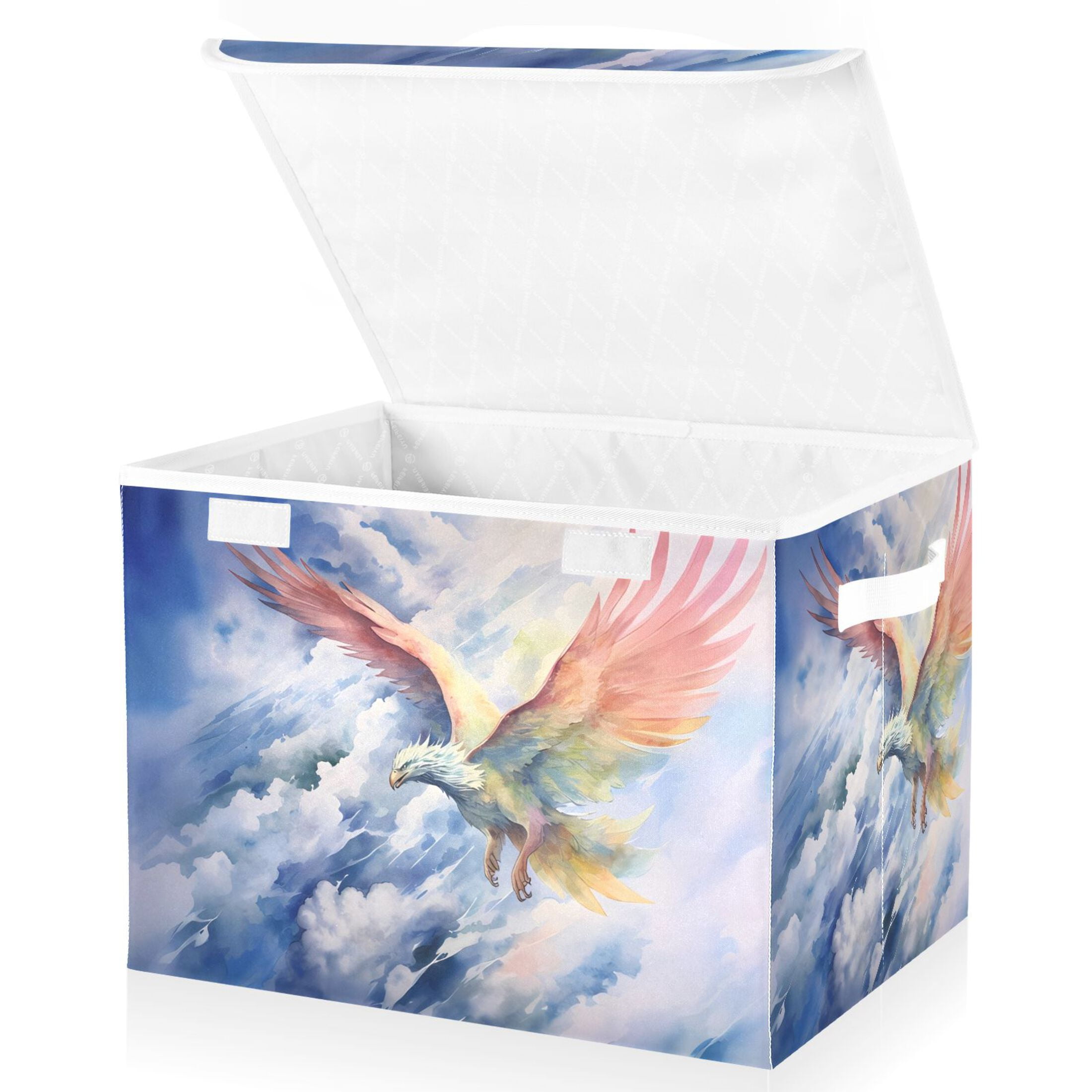 Large Lidded Bin Foldable Storage Baskets Eagle Flying in Sky Boxes ...