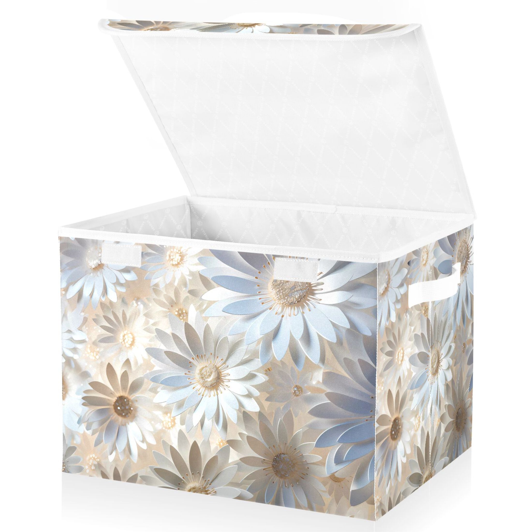 Large Lidded Bin Foldable Storage Baskets Flowers Daisy Boxes Cubes ...