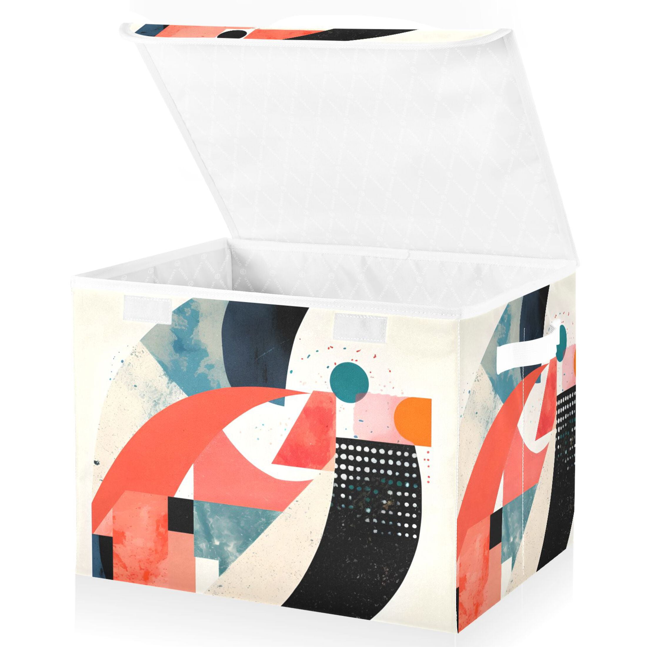 Large Lidded Bin Foldable Storage Baskets Geometry Abstract Boxes Cubes ...