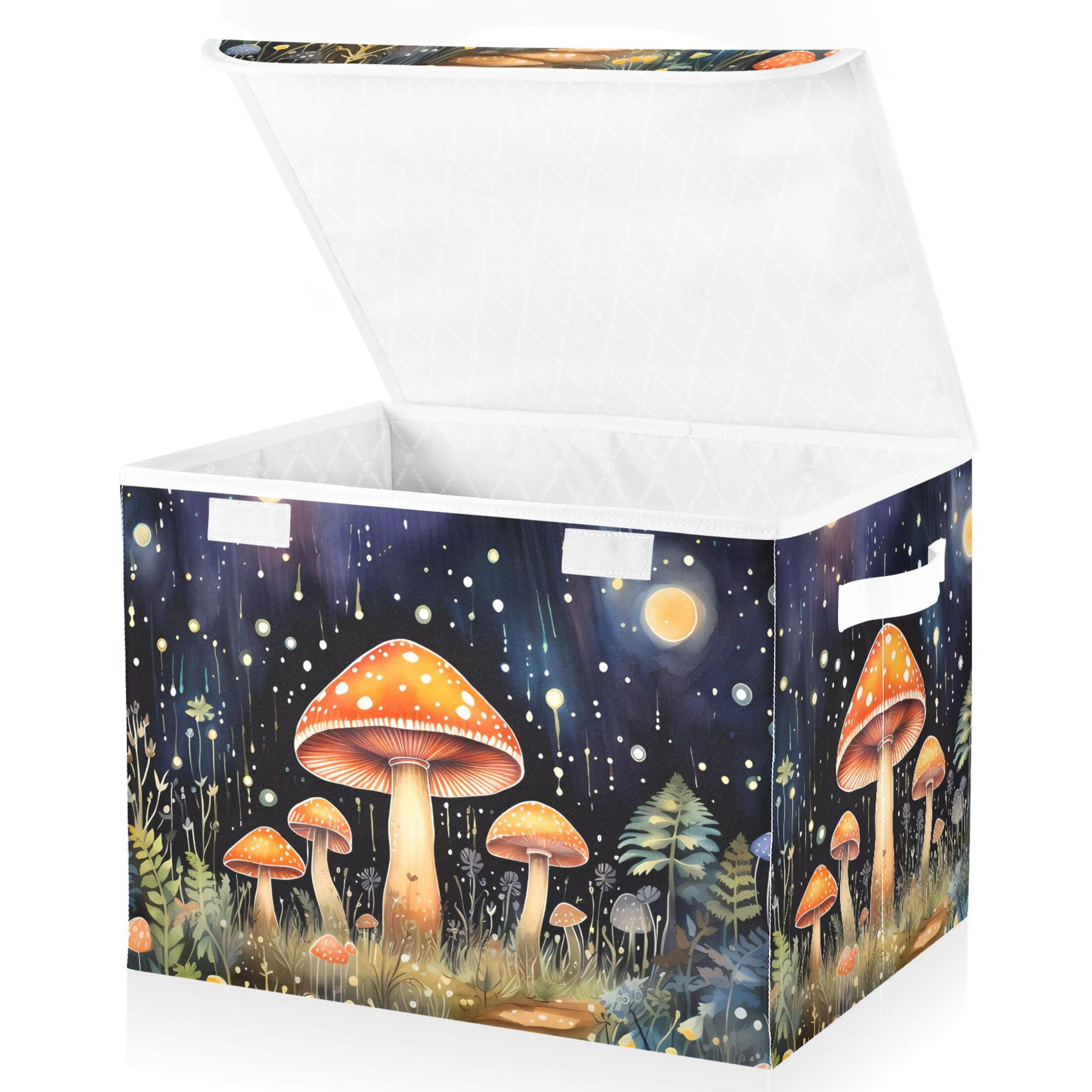 Large Lidded Bin Foldable Storage Baskets Magic Mushrooms Print Boxes ...
