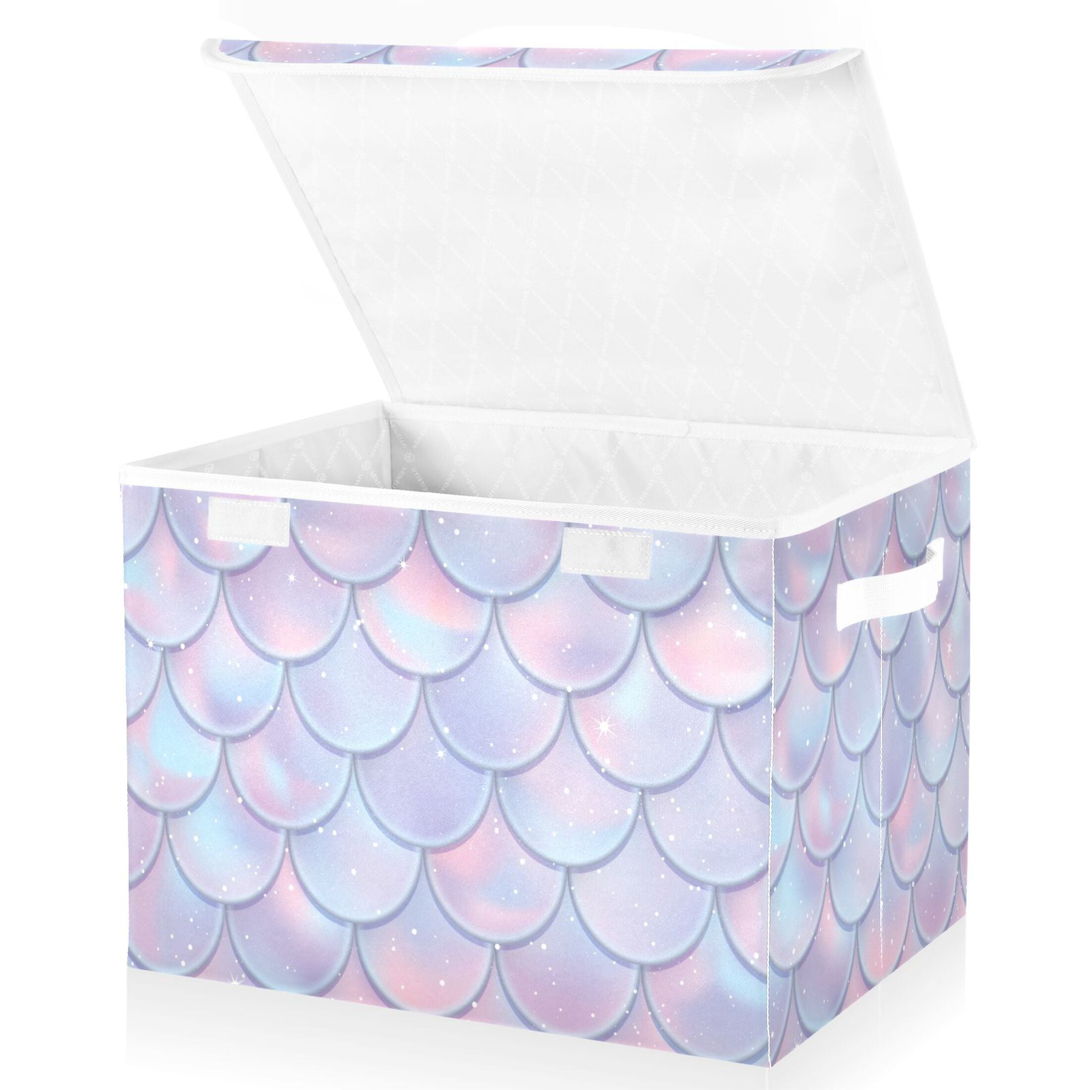 Large Lidded Bin Foldable Storage Baskets Mermaid Tail Scales Shiney ...