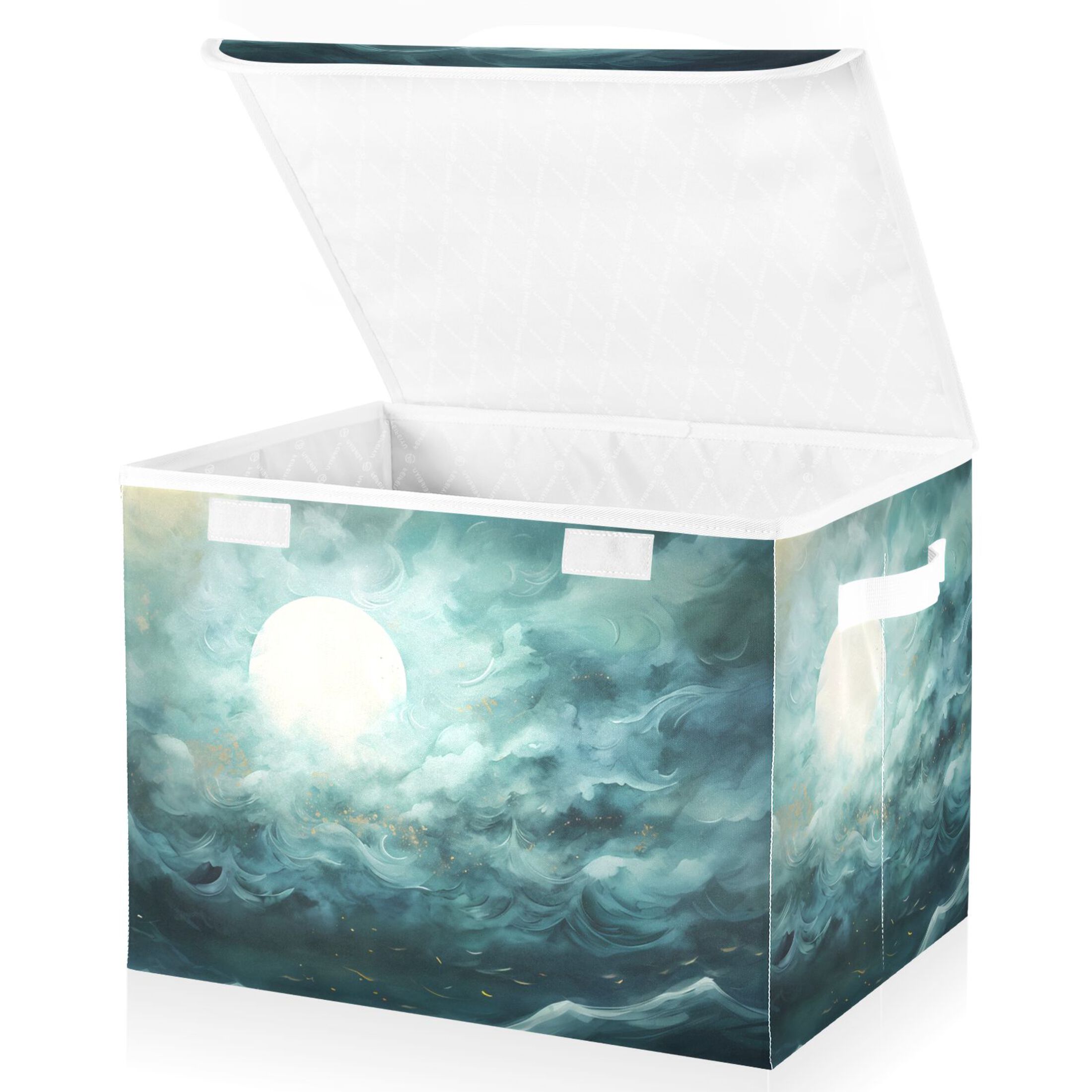 Large Lidded Bin Foldable Storage Baskets Moon on Sky Boxes Cubes Lids ...
