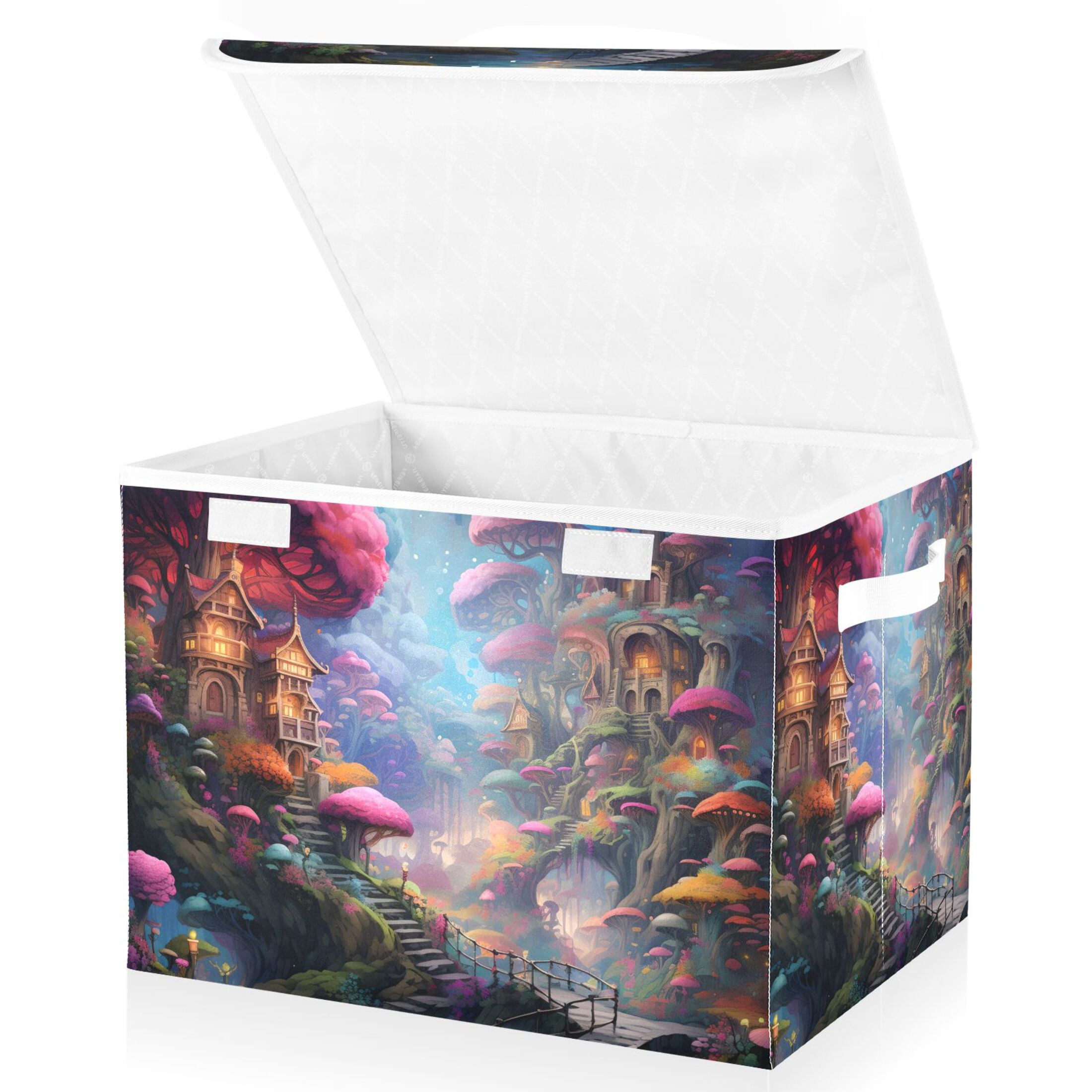 Large Lidded Bin Foldable Storage Baskets Mushrooms Magic Boxes Cubes ...