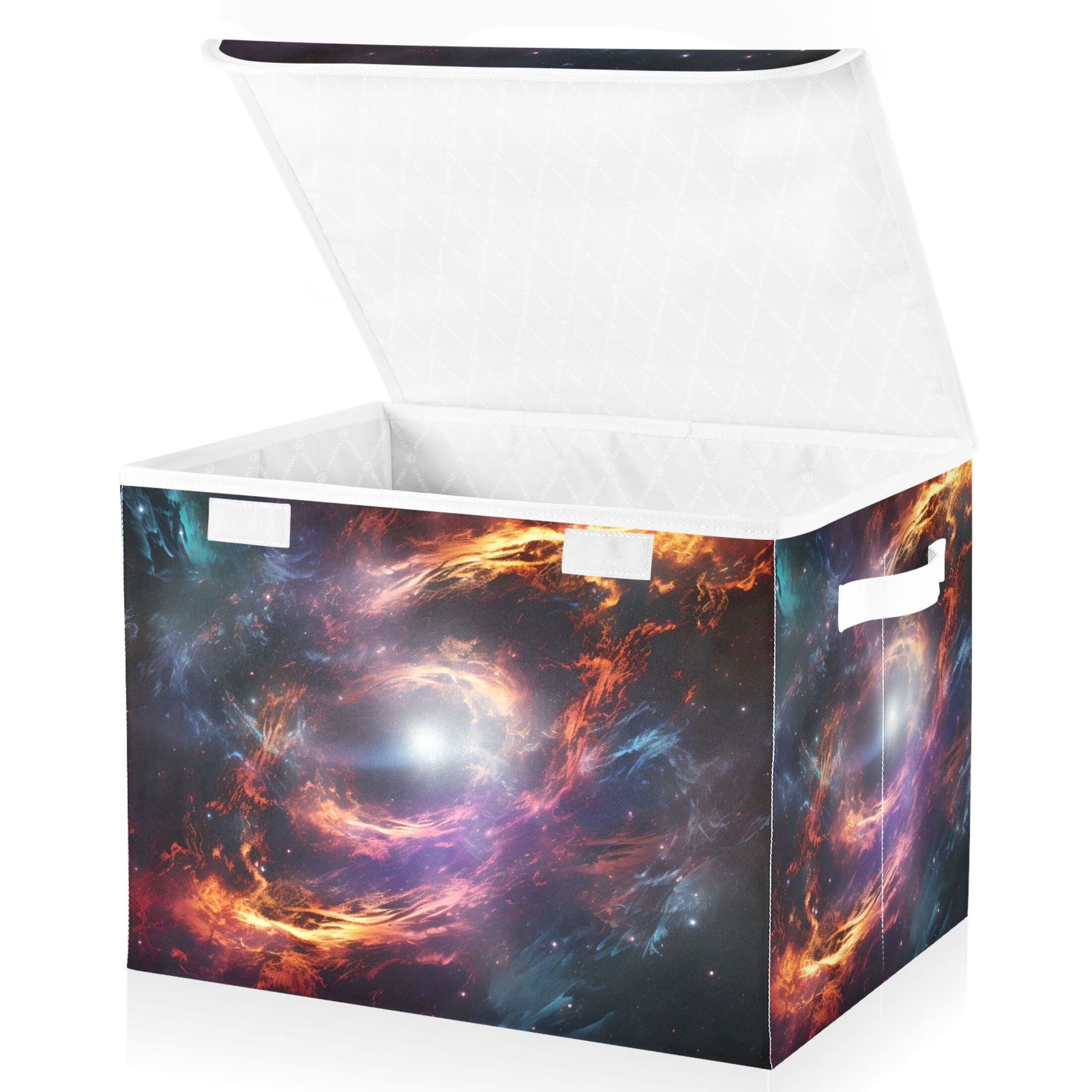 Large Lidded Bin Foldable Storage Baskets Night Colorful Boxes Cubes ...