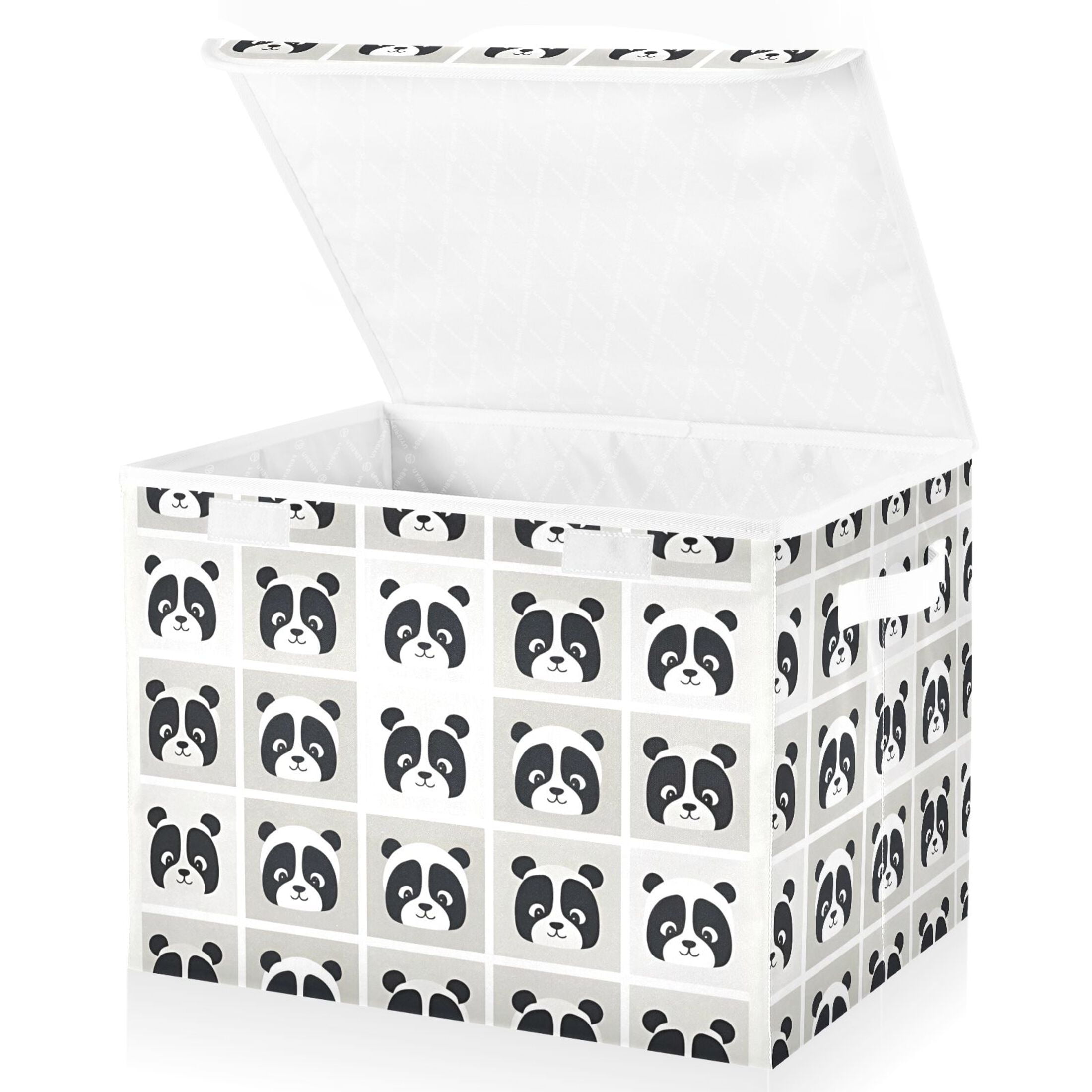 Large Lidded Bin Foldable Storage Baskets Pandas Boxes Cubes Lids with ...