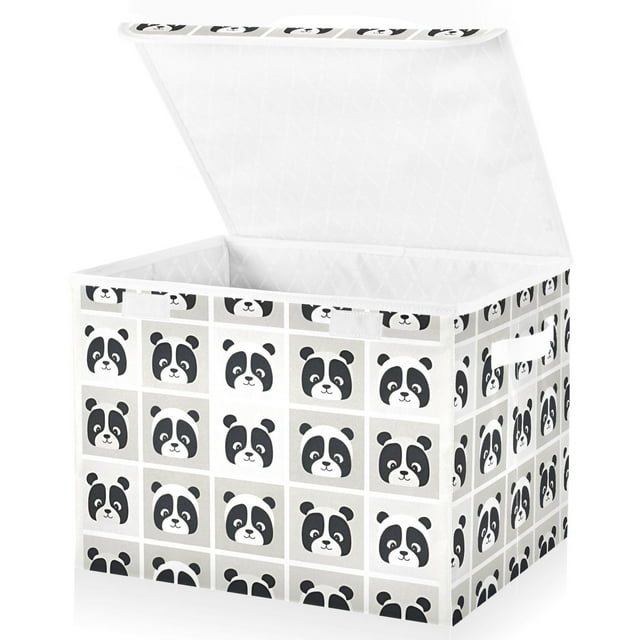 Large Lidded Bin Foldable Storage Baskets Pandas Boxes Cubes Lids with ...
