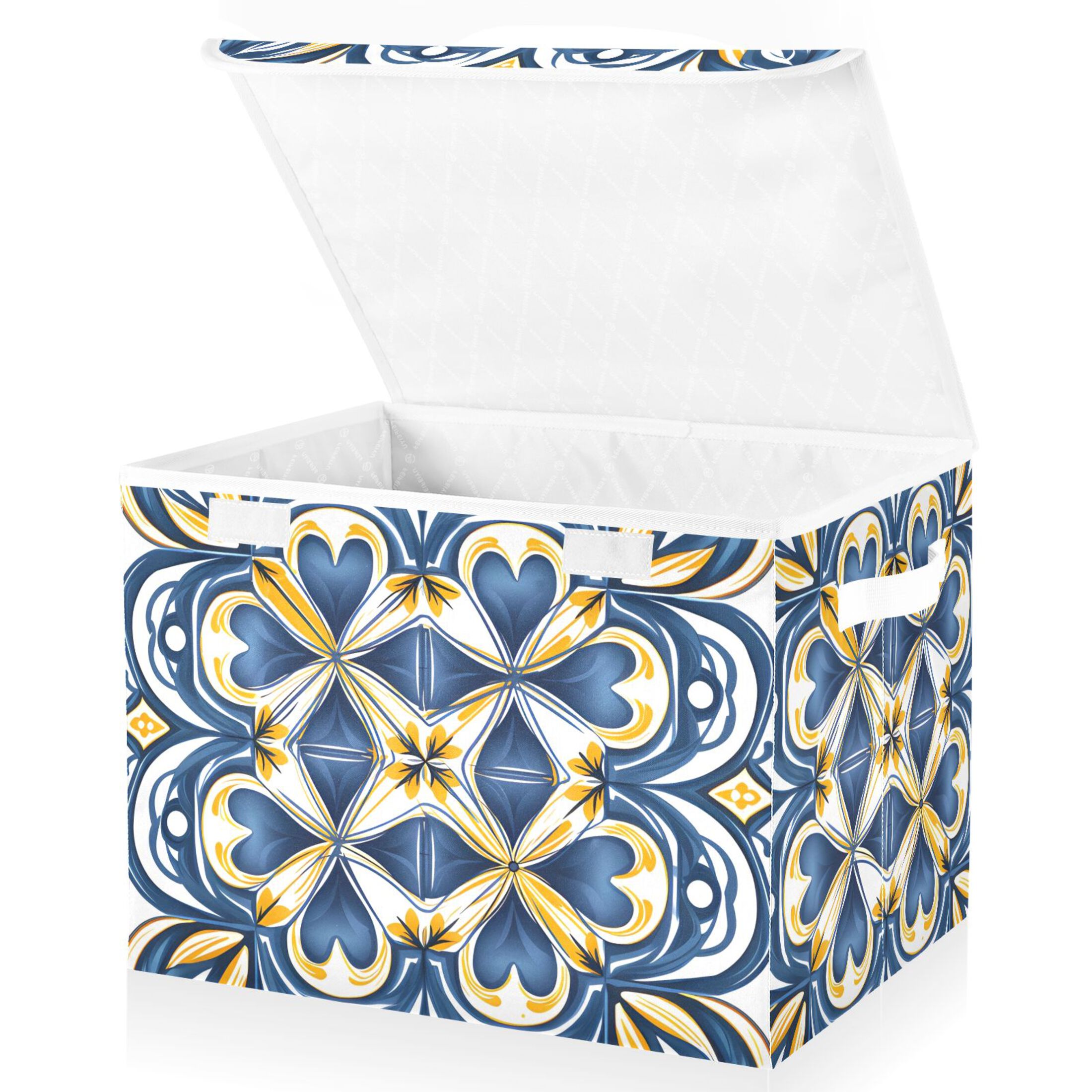 Large Lidded Bin Foldable Storage Baskets Retro Pattern Boxes Cubes ...