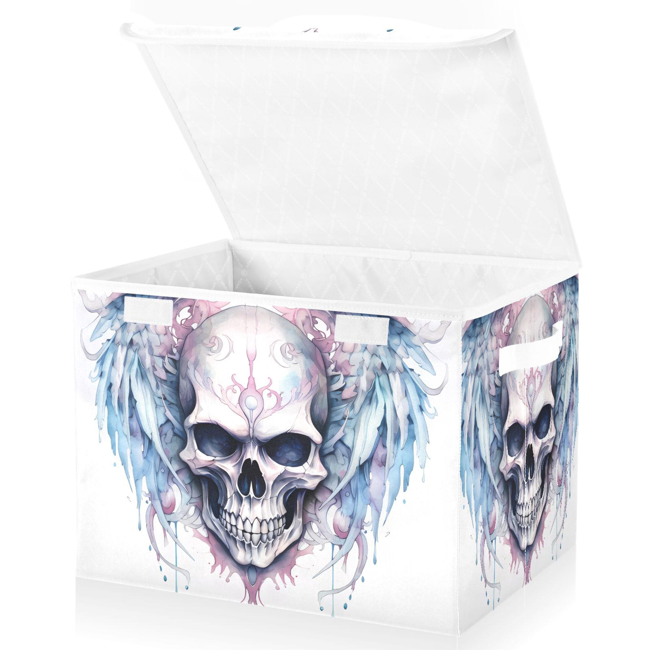 Large Lidded Bin Foldable Storage Baskets Skull with Wing Boxes Cubes ...
