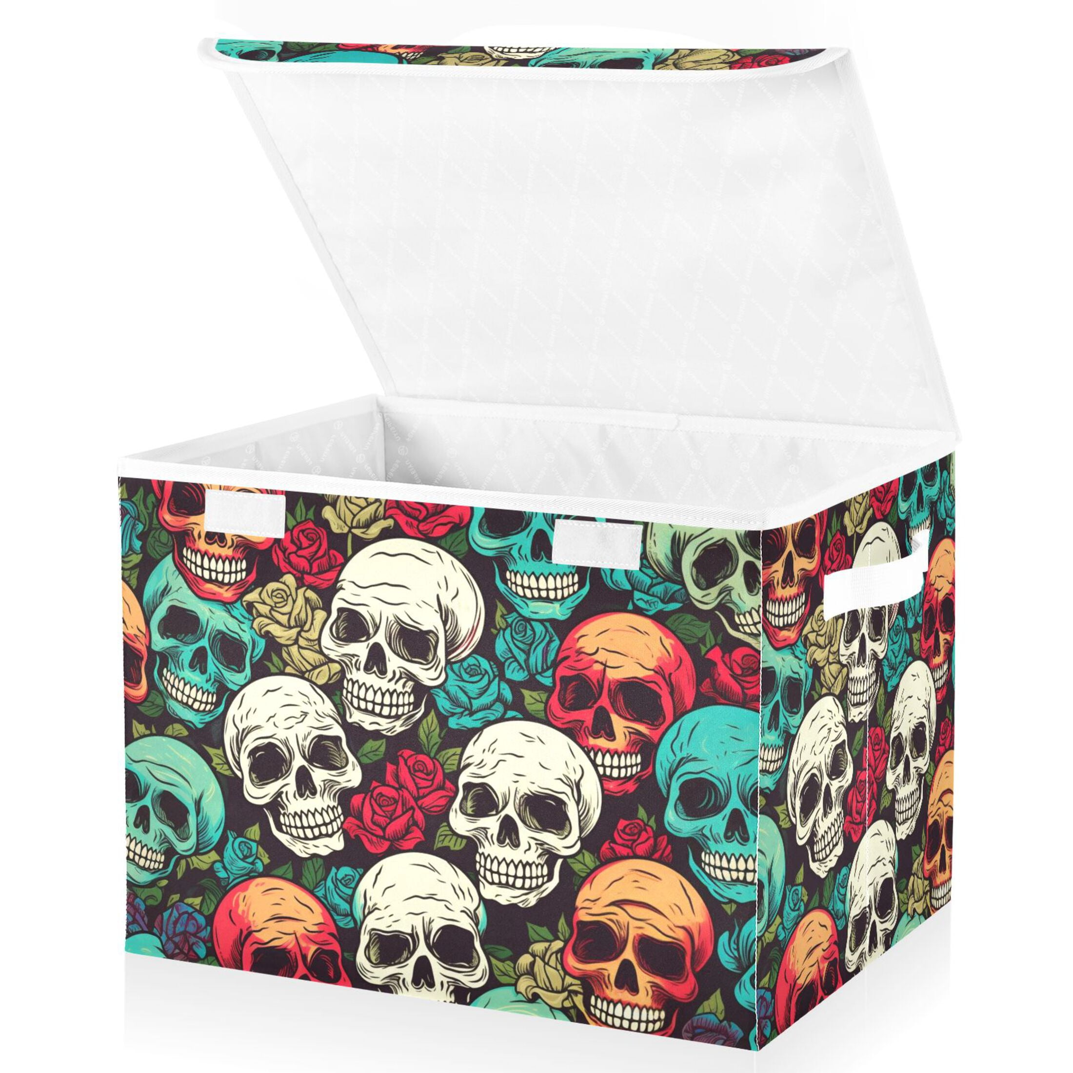 Large Lidded Bin Foldable Storage Baskets Skulls Skeleton Boxes Cubes ...