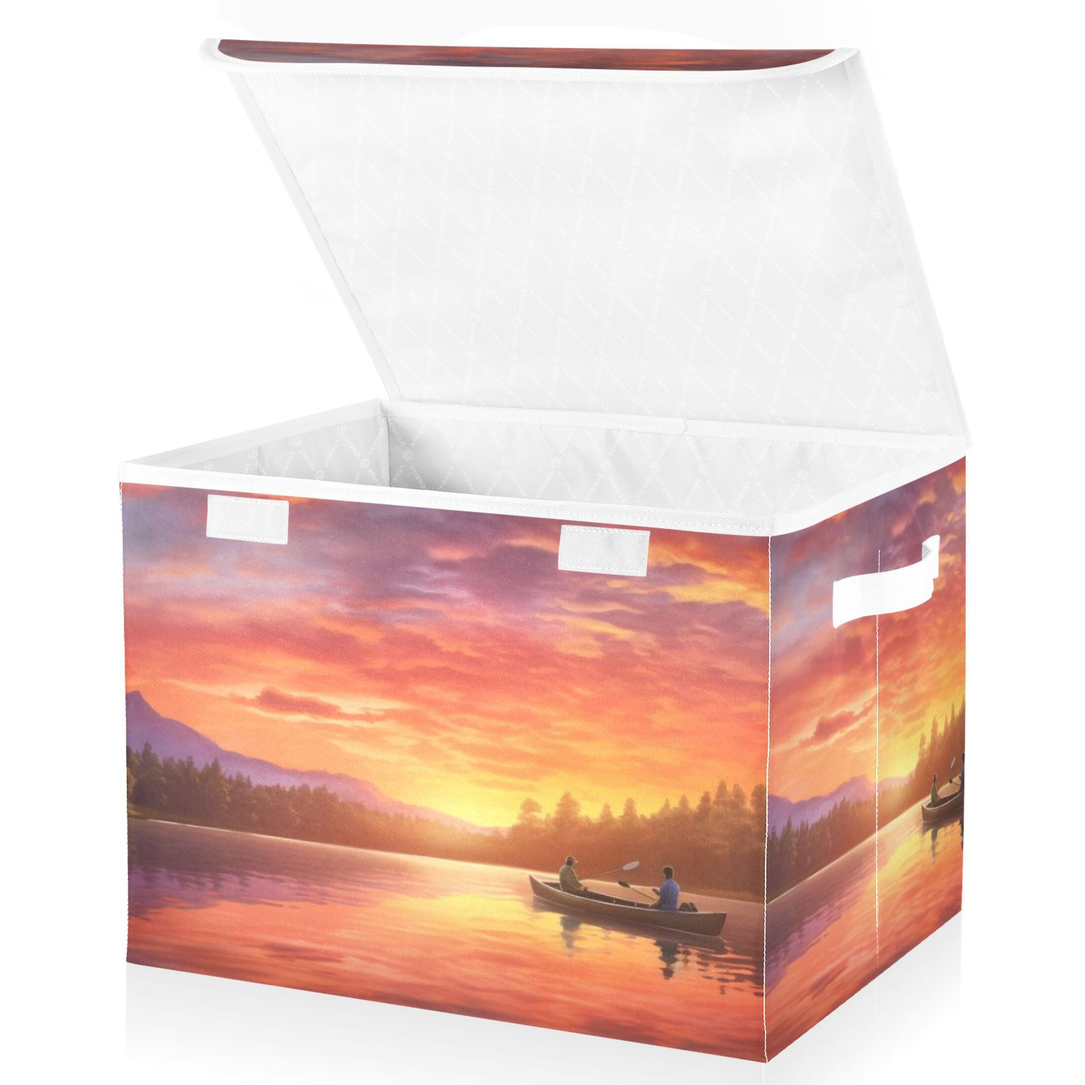 Large Lidded Bin Foldable Storage Baskets Sunset Landscape Boxes Cubes ...