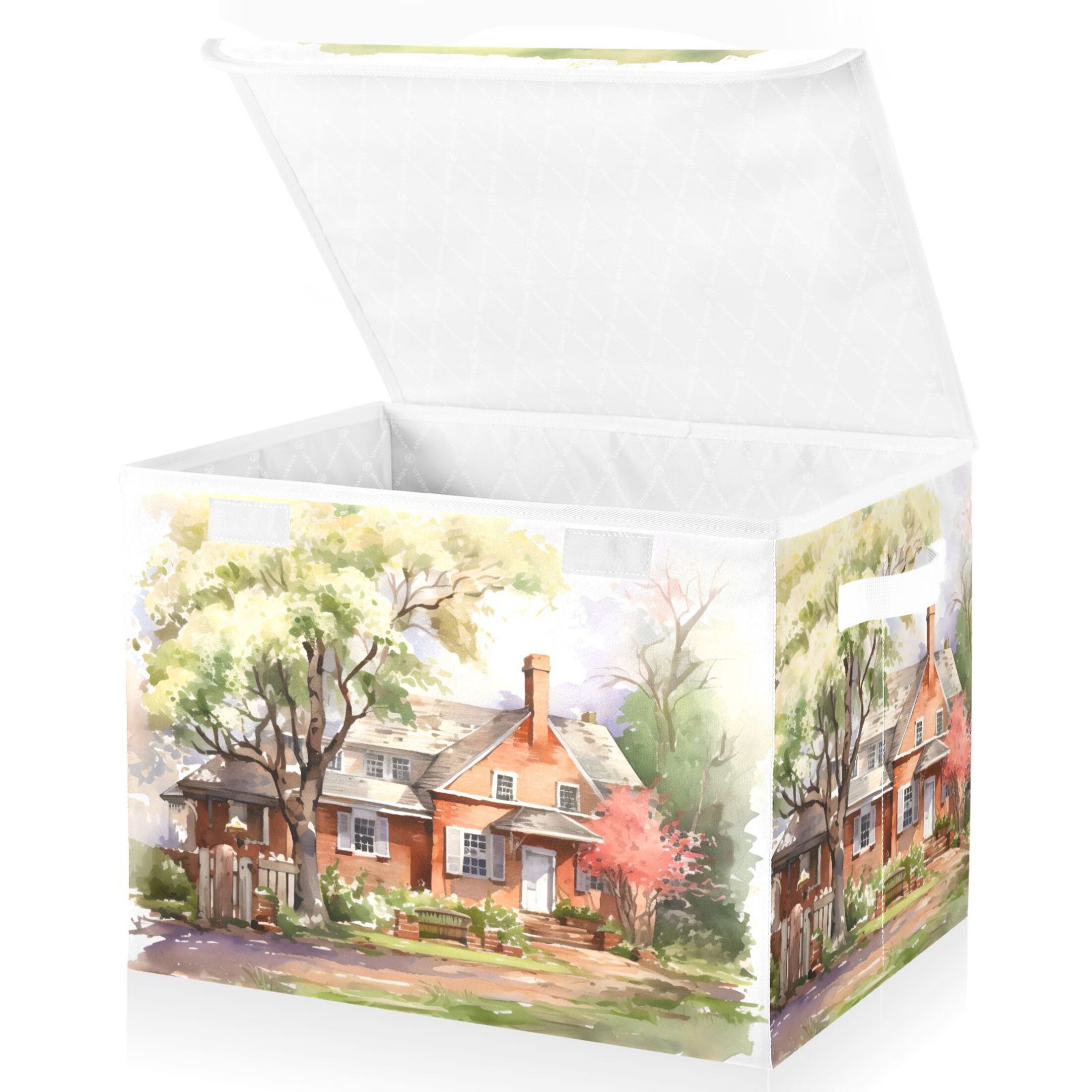 Large Lidded Bin Foldable Storage Baskets Trees and House Boxes Cubes ...