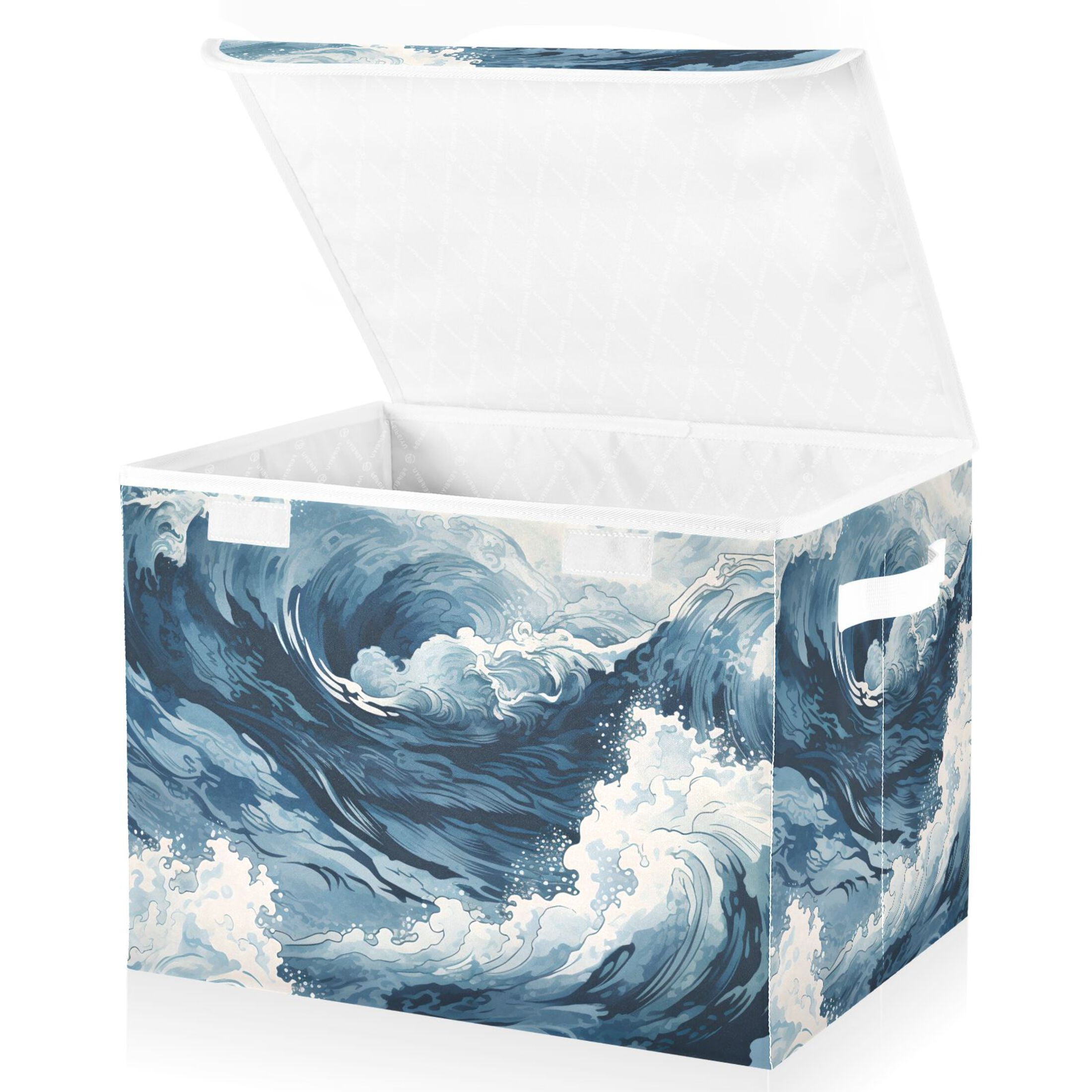 Large Lidded Bin Foldable Storage Baskets Water Wave Boxes Cubes Lids ...