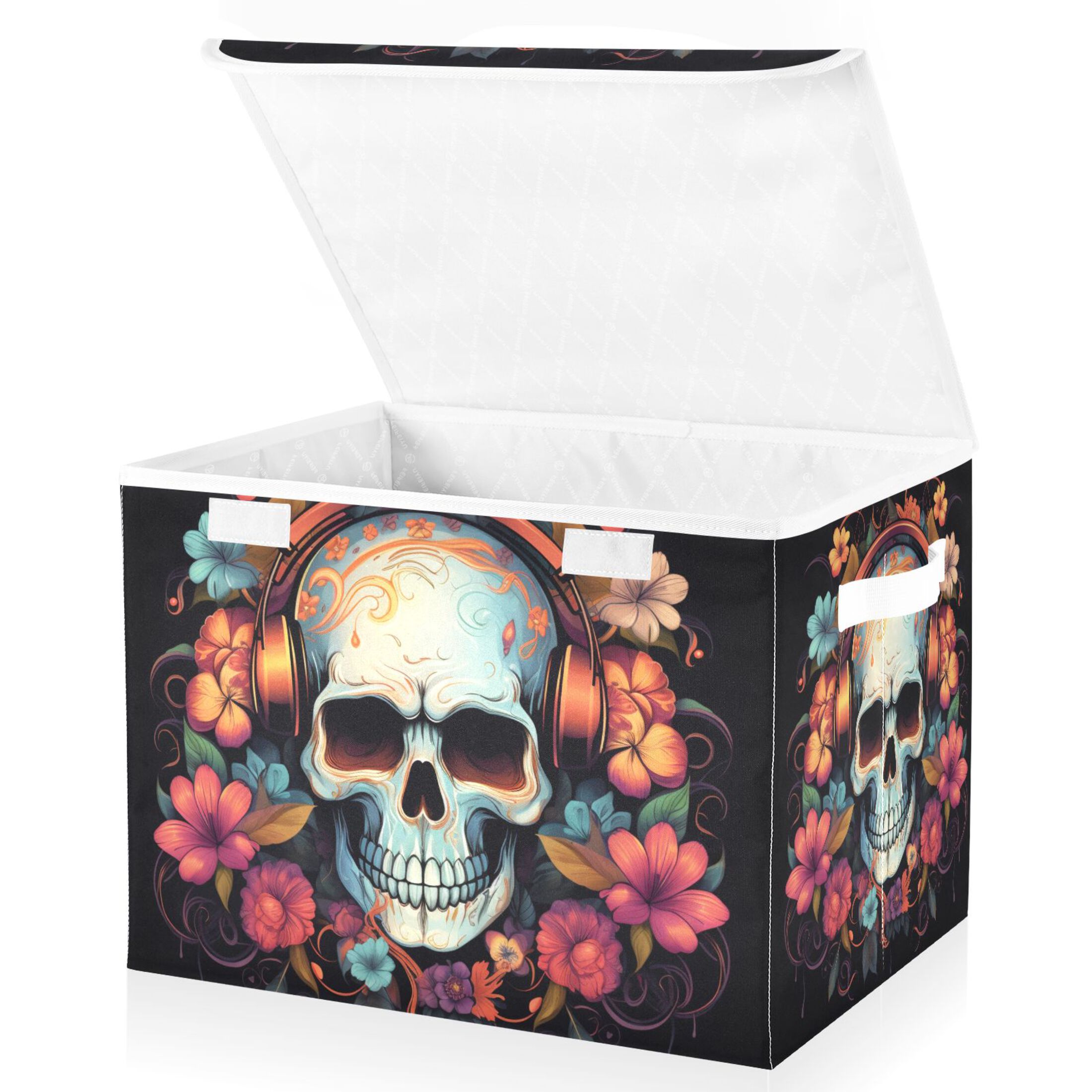 Large Lidded Foldable Storage Baskets Cubes Boxes Lids Bin for Home ...