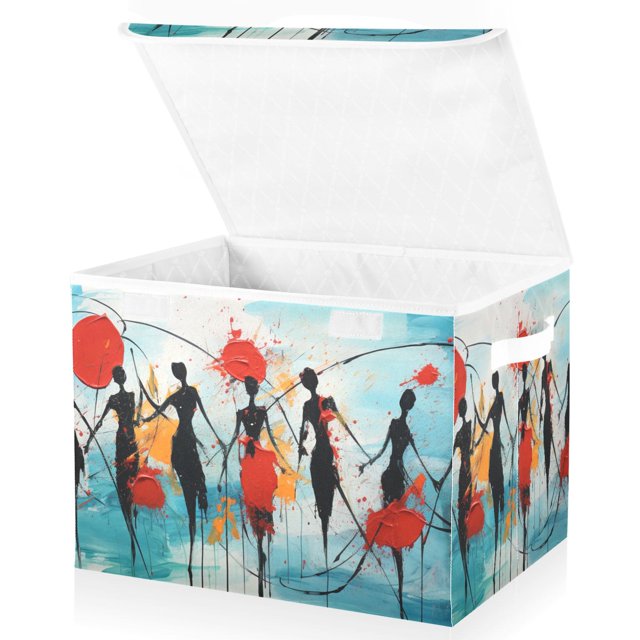 Large Lidded Foldable Storage Baskets Cubes Boxes Lids Bin for Home ...