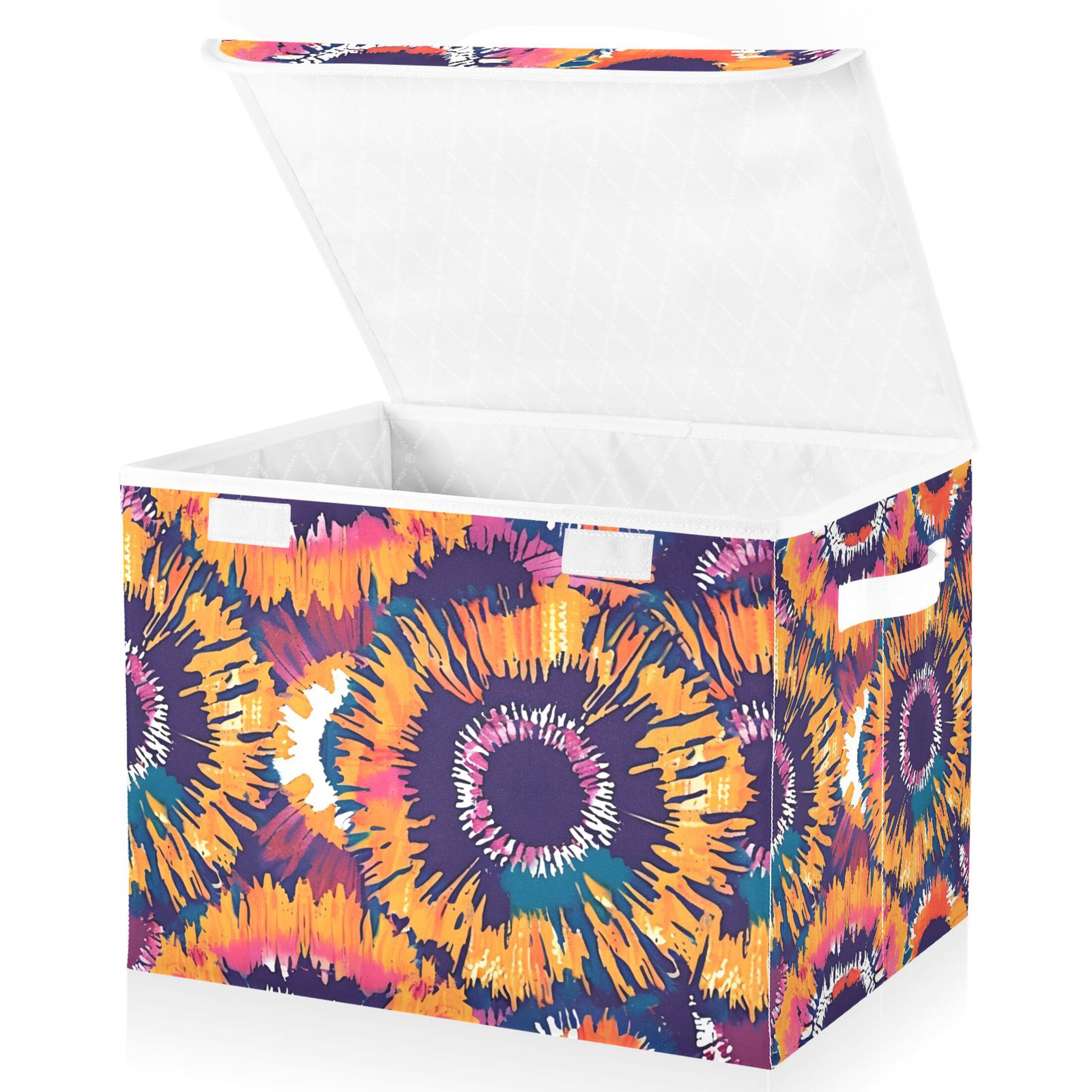 Large Lidded Foldable Storage Baskets Cubes Boxes Lids Bin for Home ...