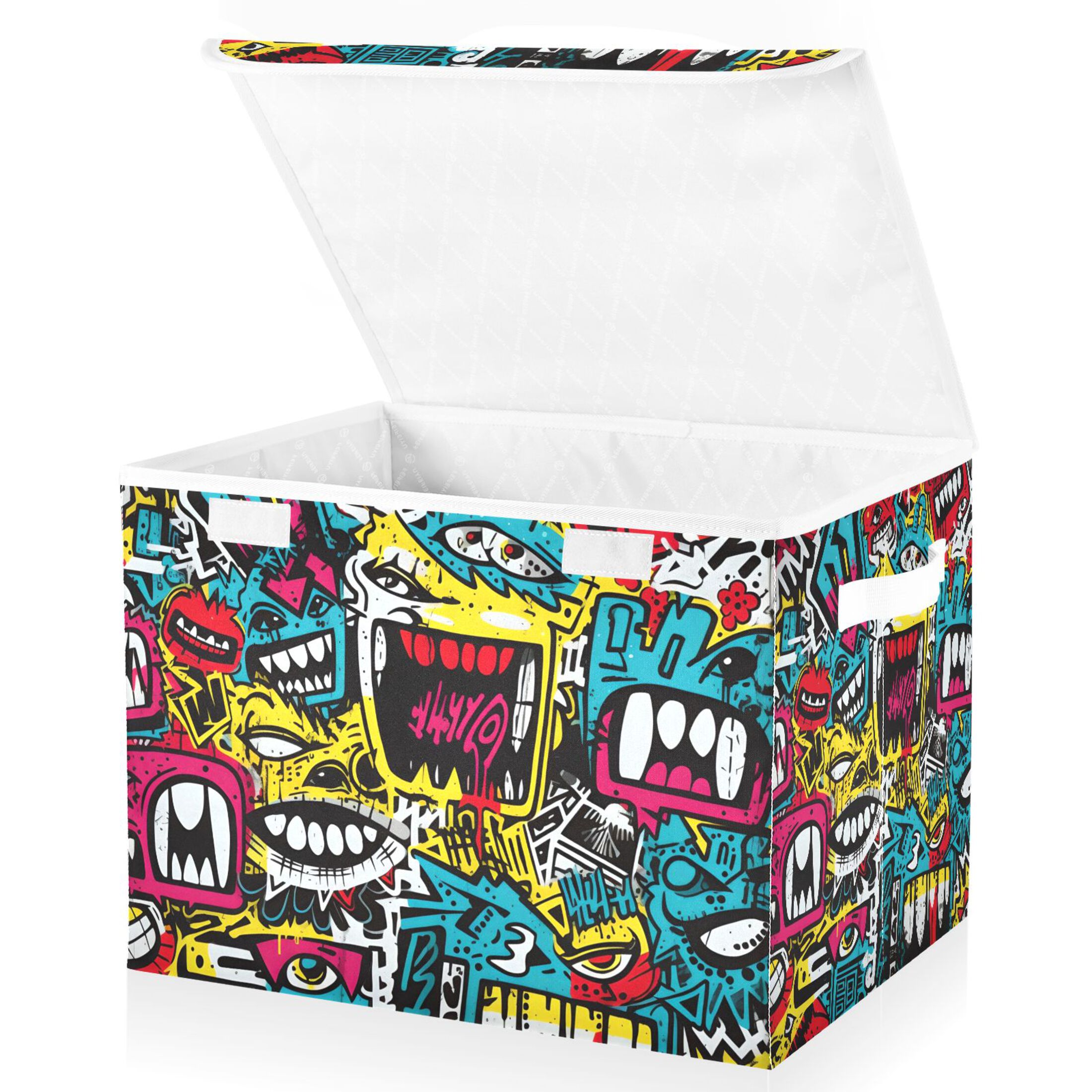 Large Lidded Foldable Storage Baskets Cubes Boxes Lids Bin for Home ...