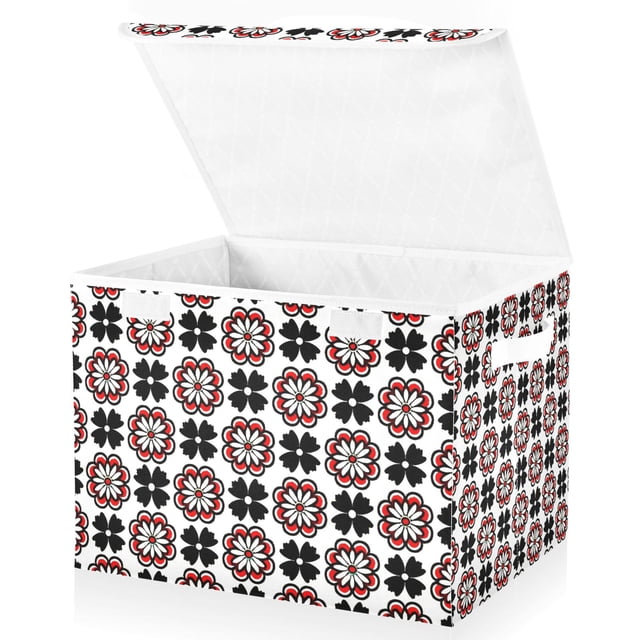 Large Lidded Foldable Storage Baskets Cubes Boxes Lids Bin for Home ...