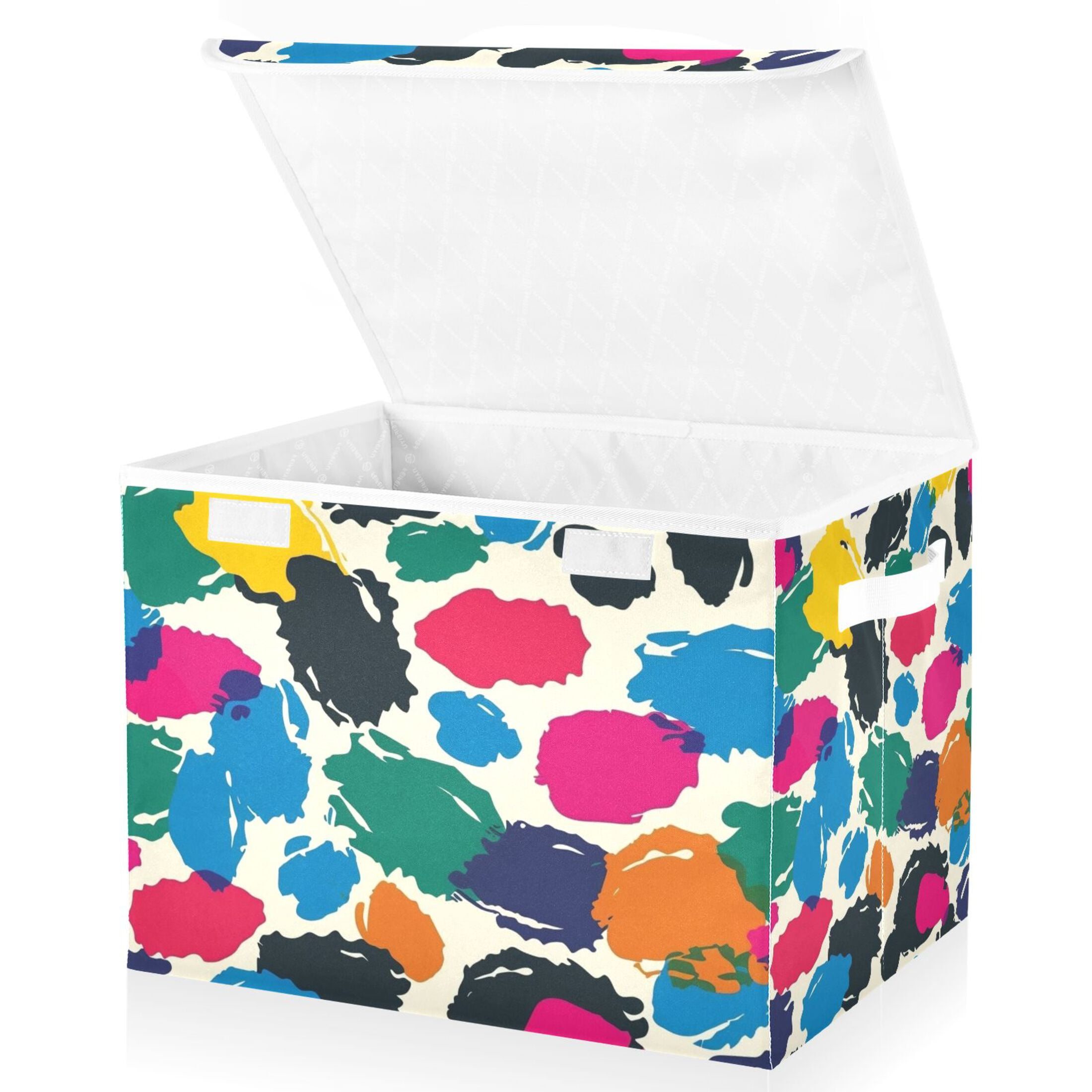 Large Lidded Foldable Storage Baskets Cubes Boxes Lids Bin for Home ...