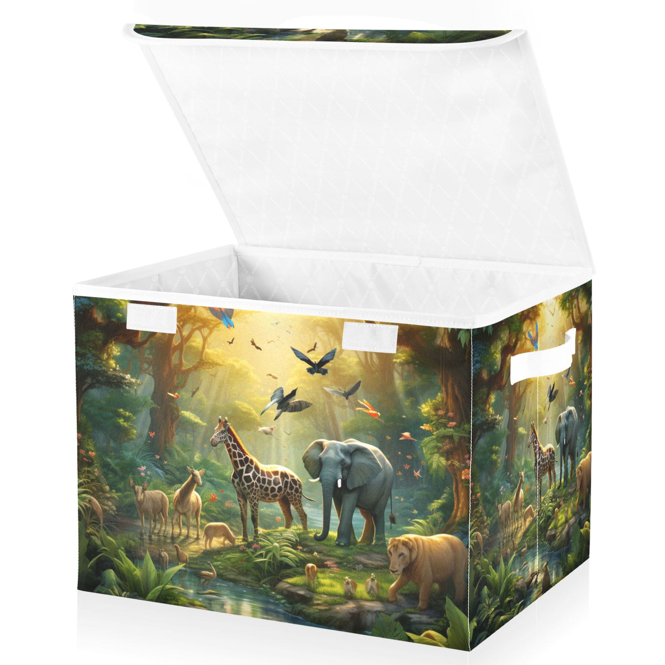 Large Lidded Foldable Storage Baskets Cubes Boxes Lids Bin for Home ...