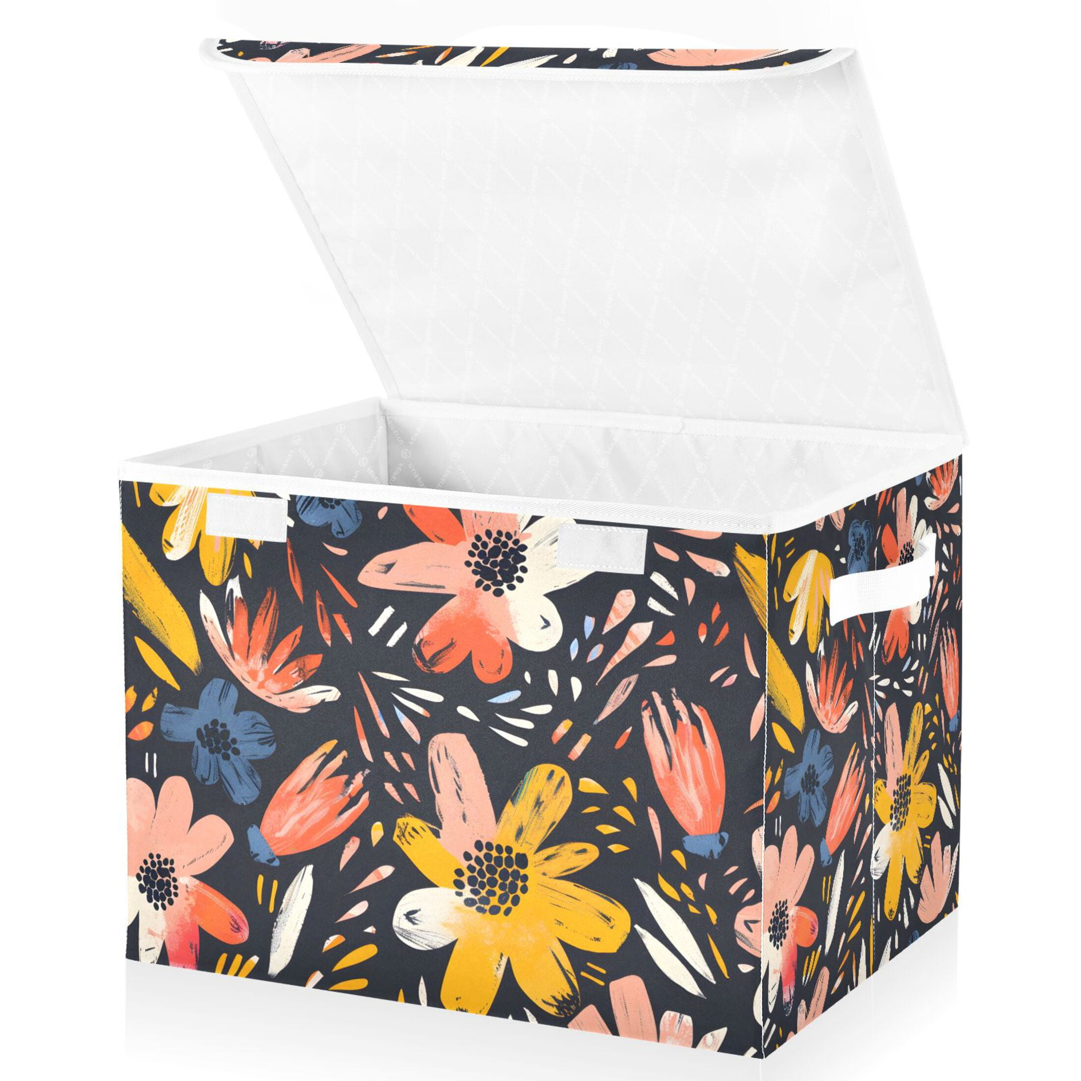 Large Lidded Foldable Storage Baskets Cubes Boxes Lids Bin for Home ...