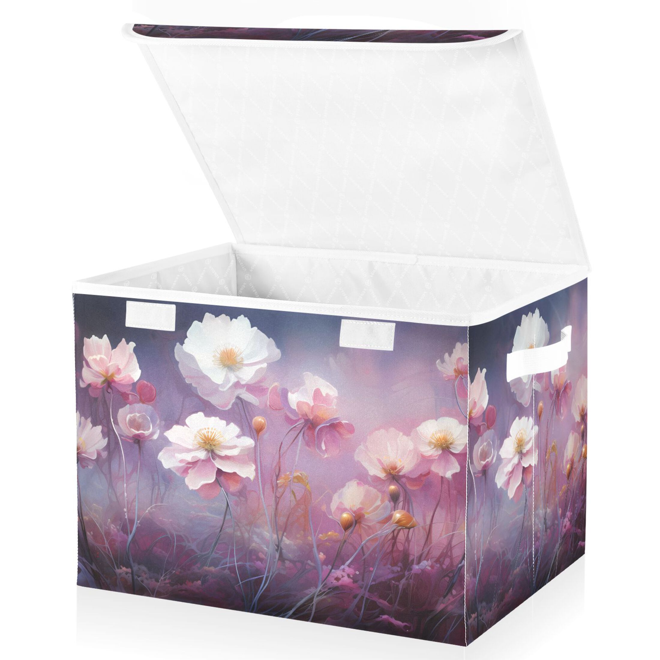 Large Lidded Foldable Storage Baskets Cubes Boxes Lids Bin for Home ...