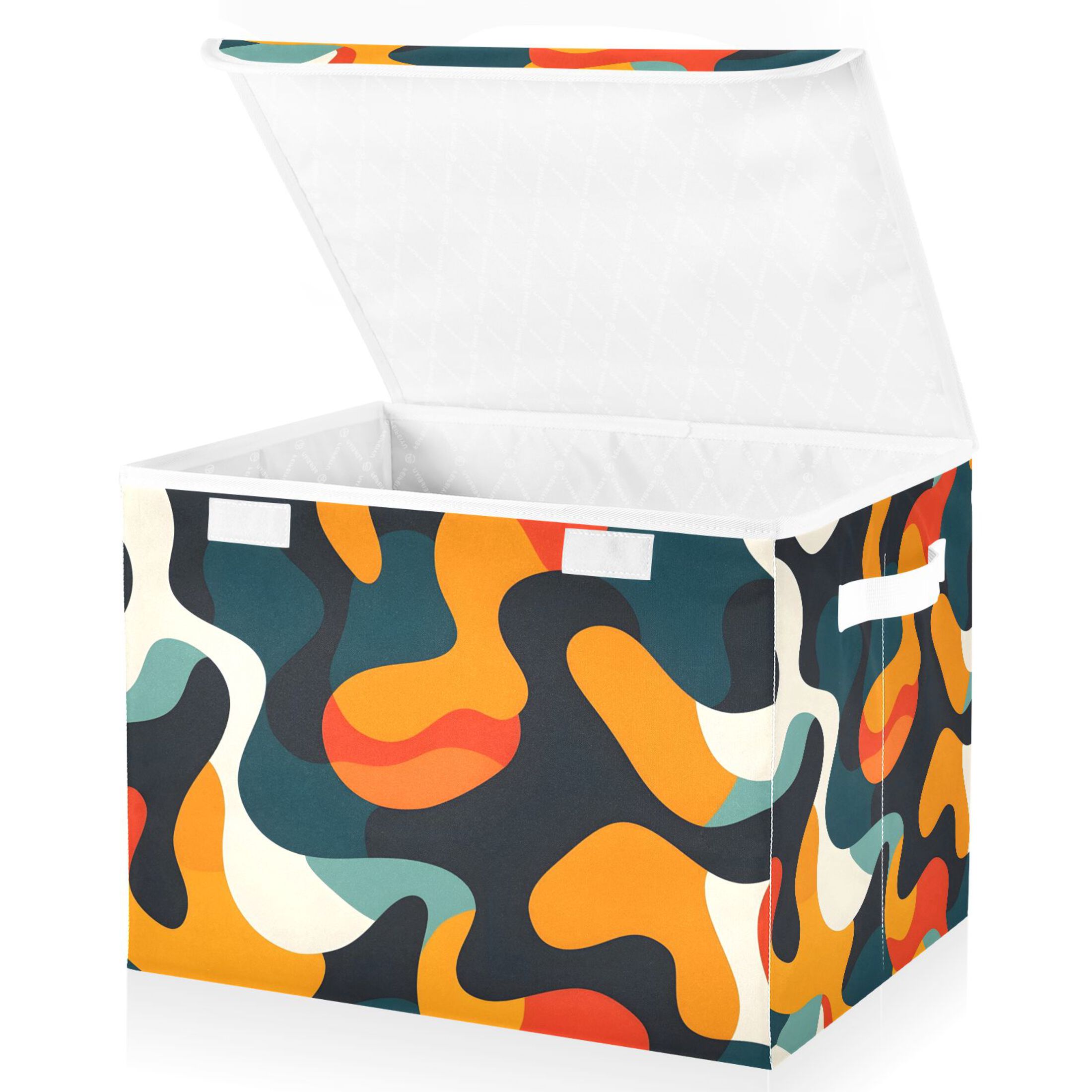 Large Lidded Foldable Storage Baskets Cubes Boxes Lids Bin for Home ...