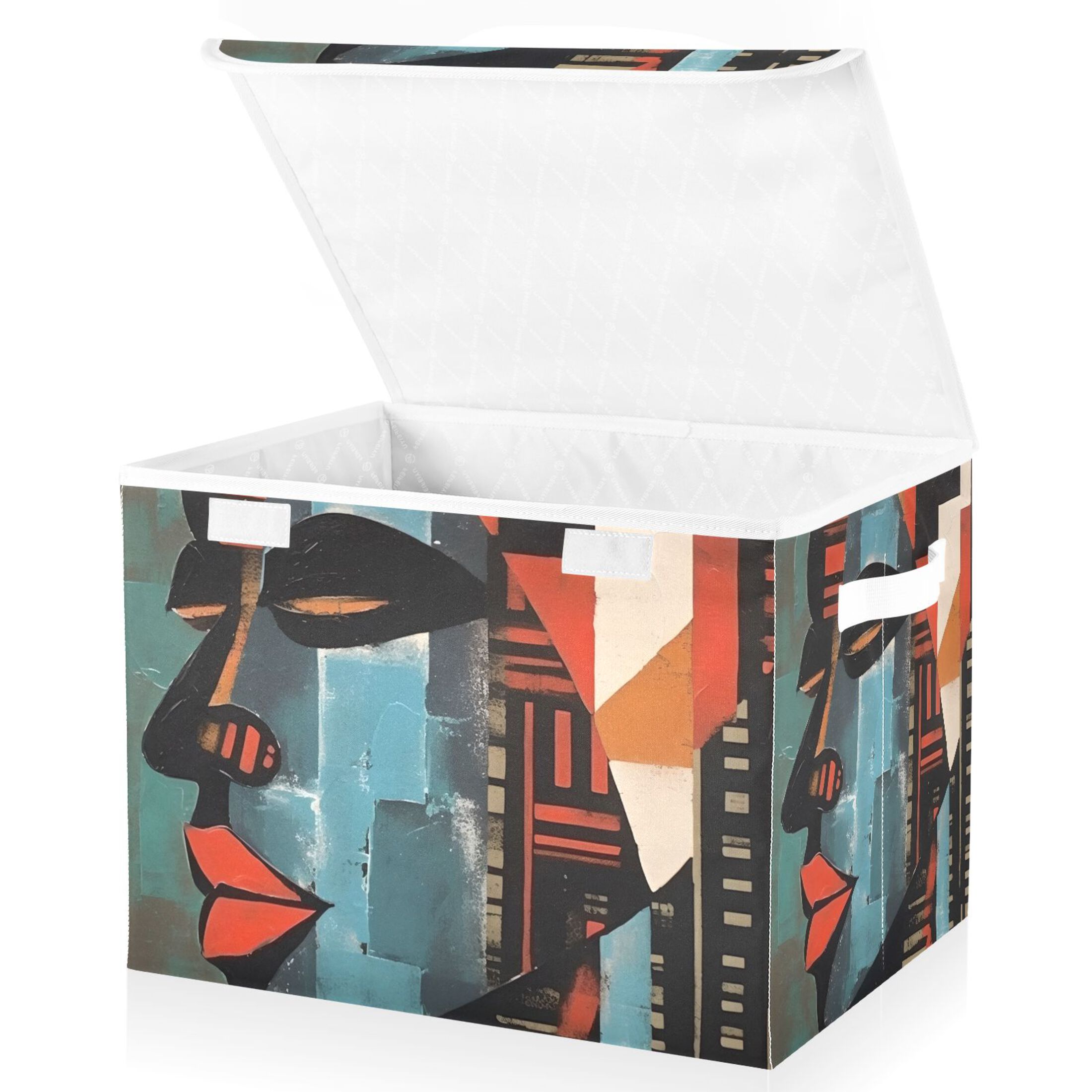 Large Lidded Foldable Storage Baskets Cubes Boxes Lids Bin for Home ...