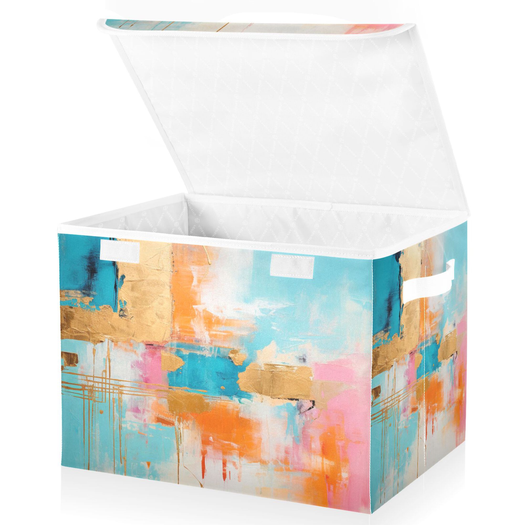 Large Lidded Foldable Storage Baskets Cubes Boxes Lids Bin for Home ...