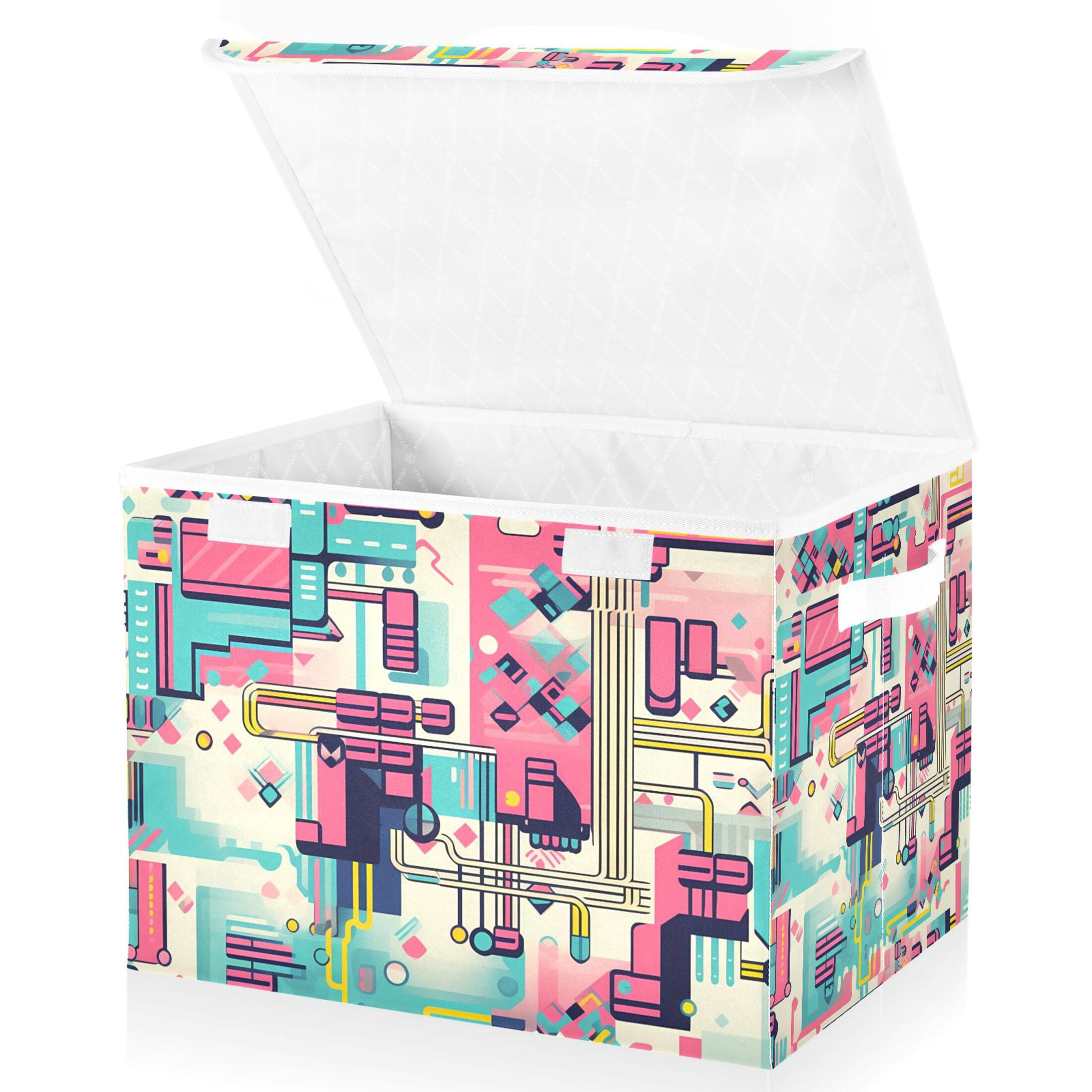 Large Lidded Foldable Storage Baskets Cubes Boxes Lids Bin for Home ...