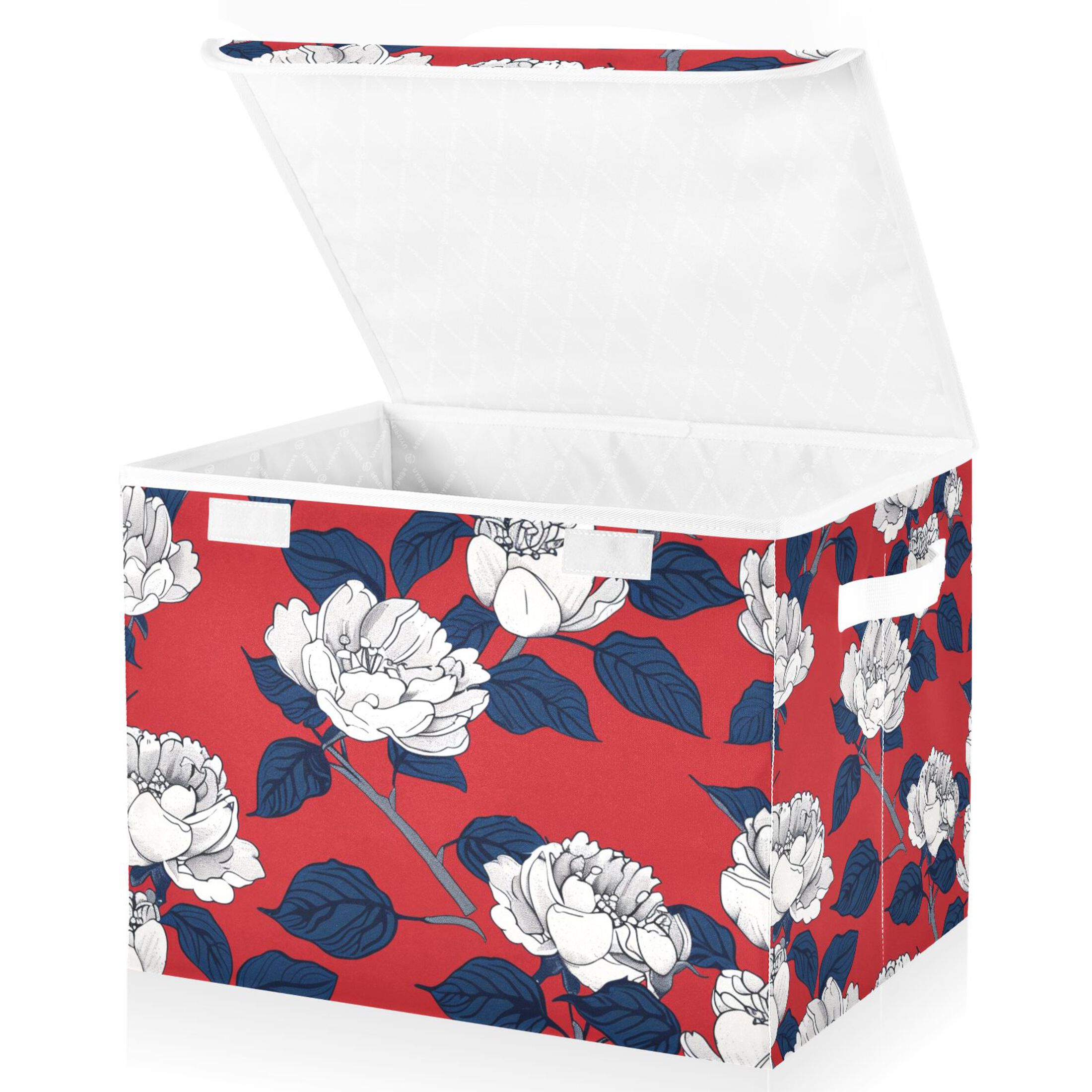 Large Lidded Foldable Storage Baskets Cubes Boxes Lids Bin for Home ...