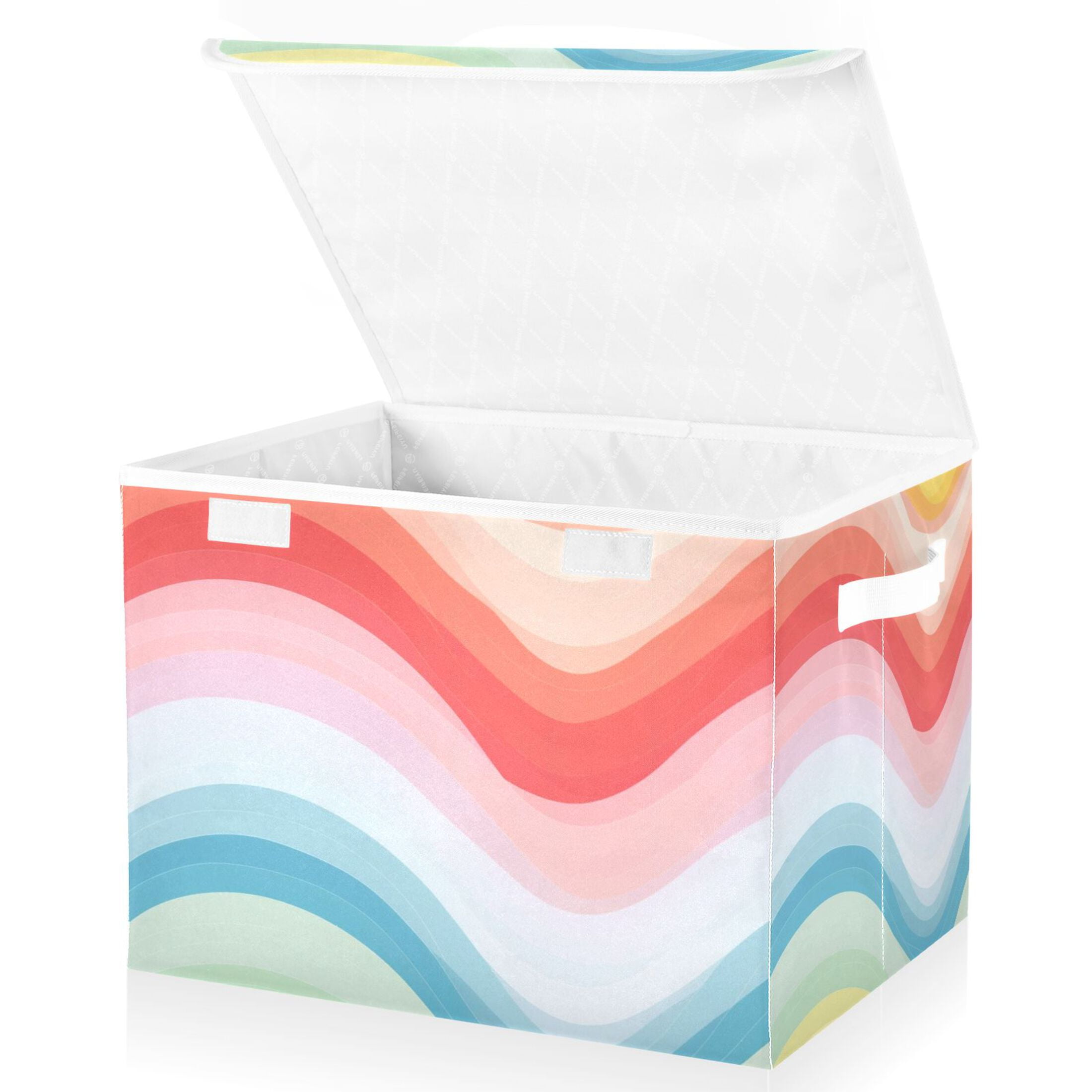 Large Lidded Foldable Storage Baskets Cubes Boxes Lids Bin for Home ...