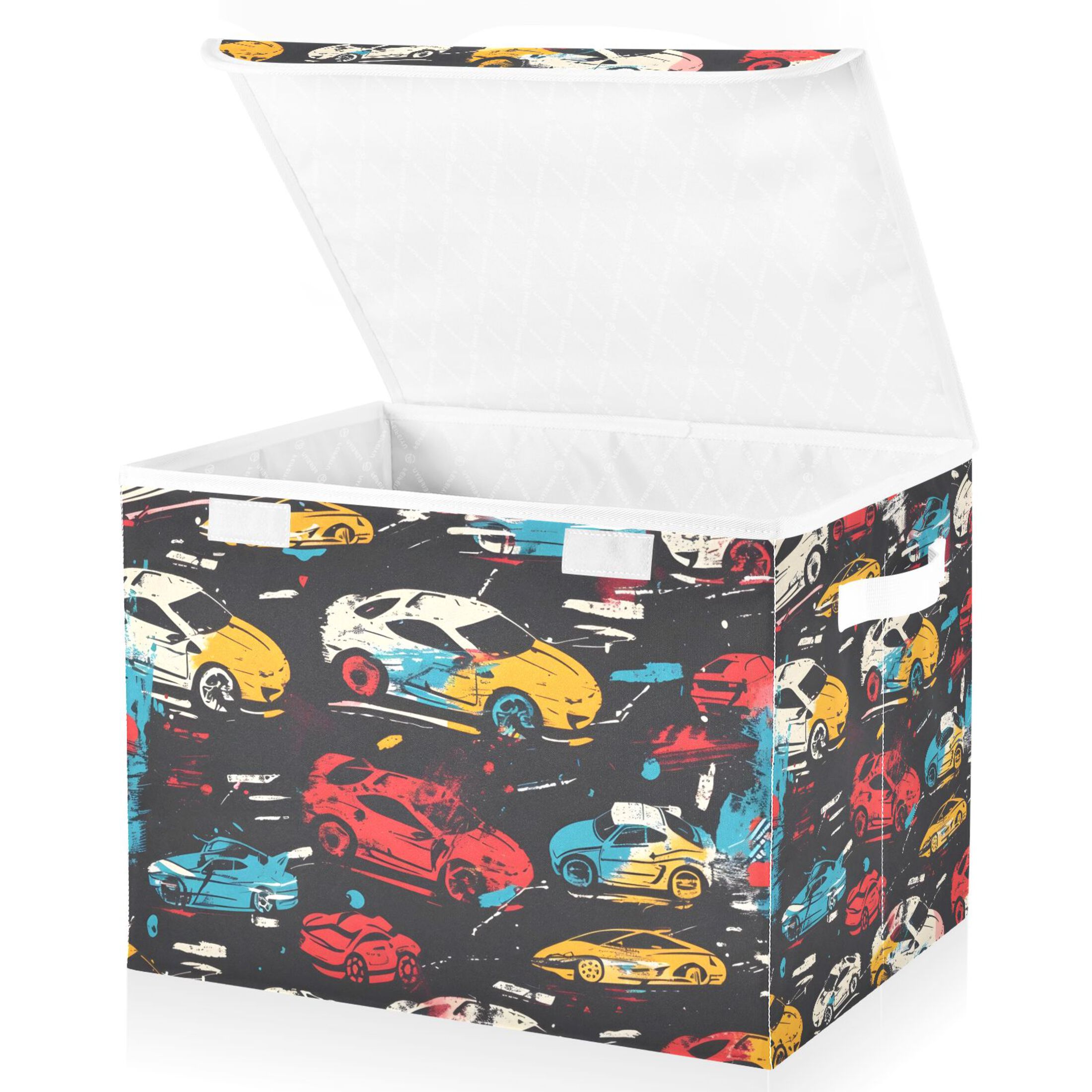 Large Lidded Foldable Storage Baskets Cubes Boxes Lids Bin for Home ...