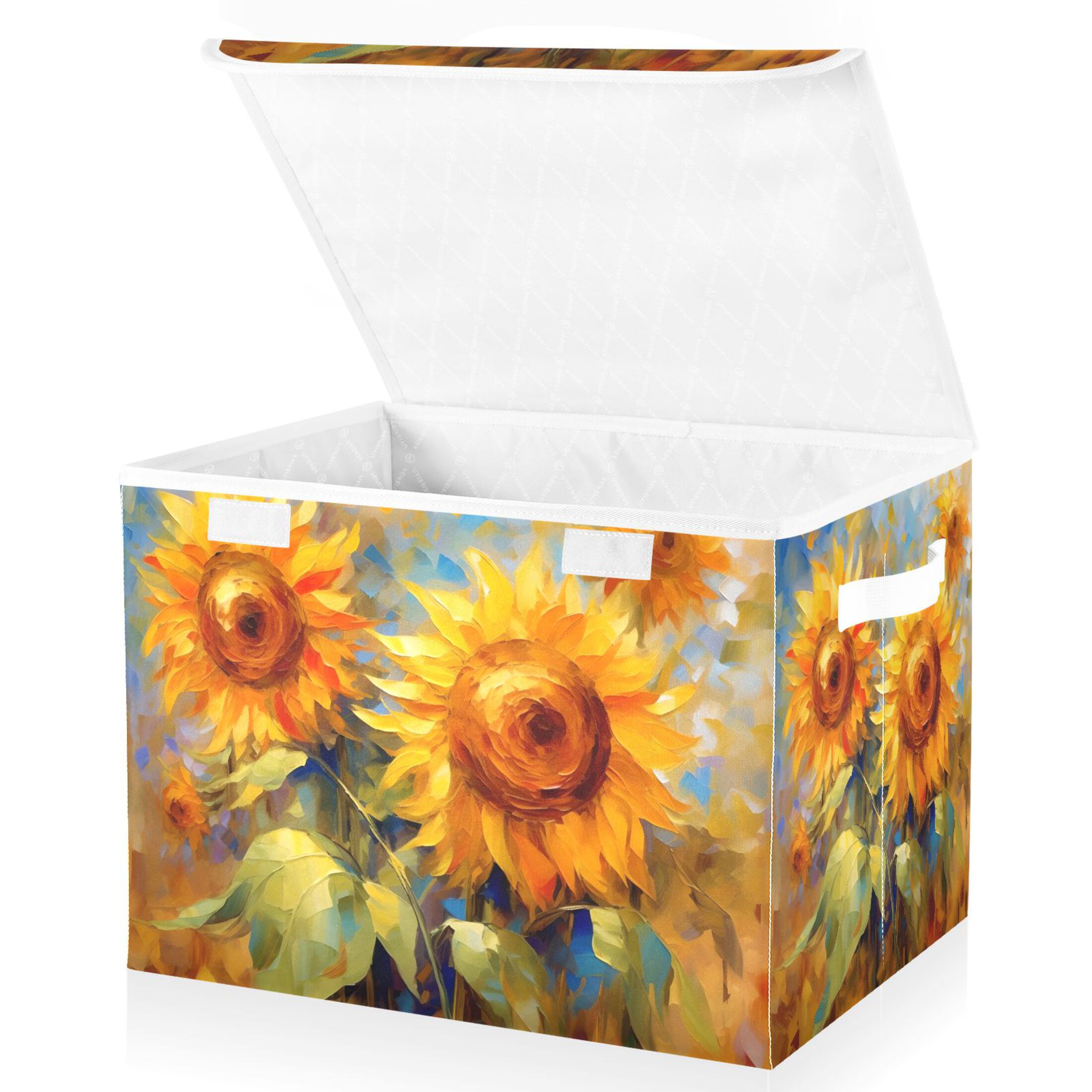 Large Lidded Foldable Storage Baskets Cubes Boxes Lids Bin for Home ...