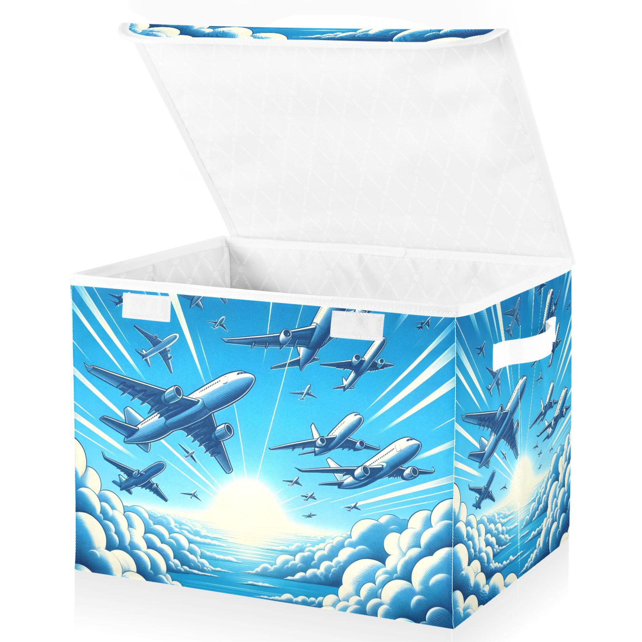 Large Lidded Foldable Storage Baskets Cubes Boxes Lids Bin for Home ...