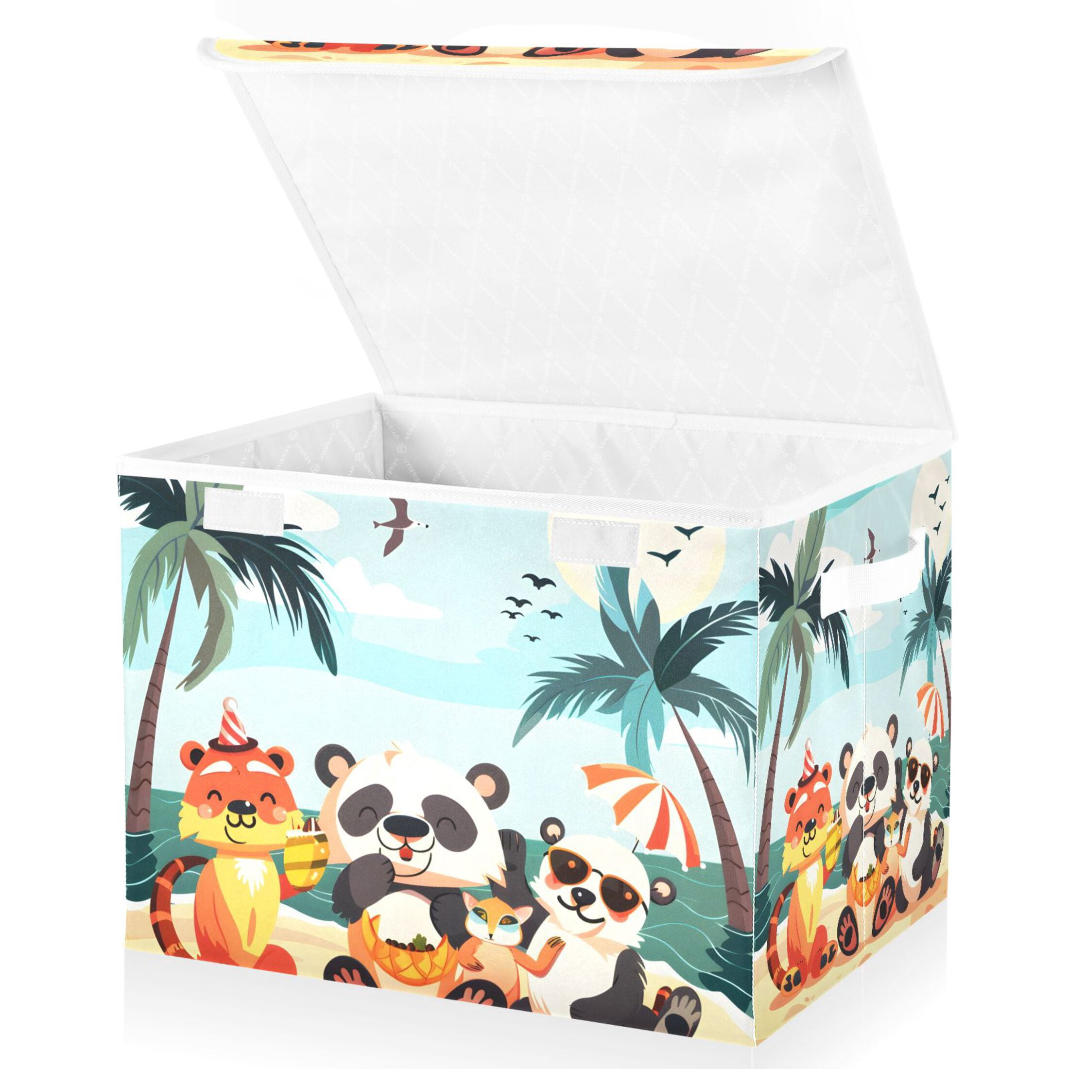 Large Lidded Foldable Storage Baskets Cubes Boxes Lids Bin for Home ...