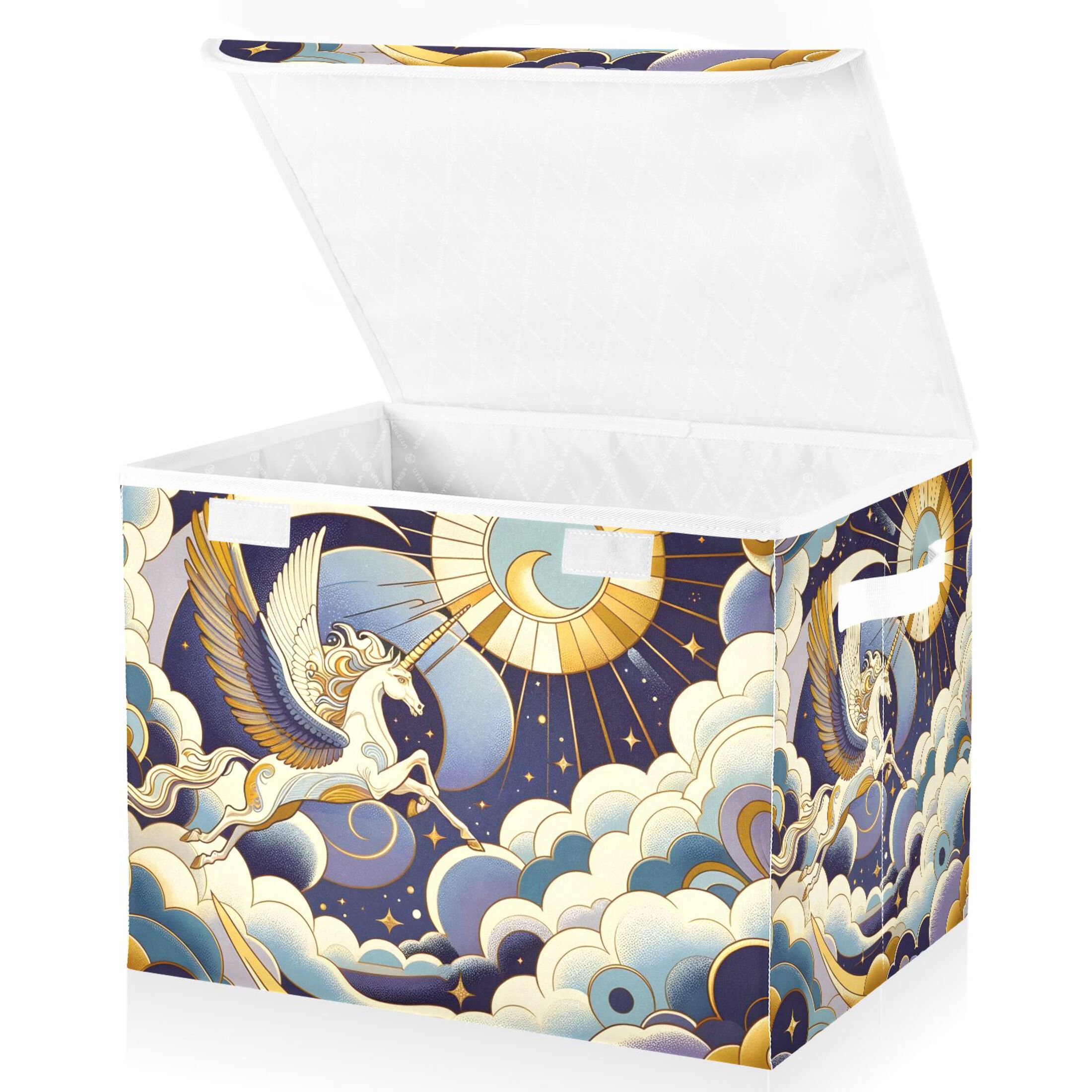 Large Lidded Foldable Storage Baskets Cubes Boxes Lids Bin for Home ...