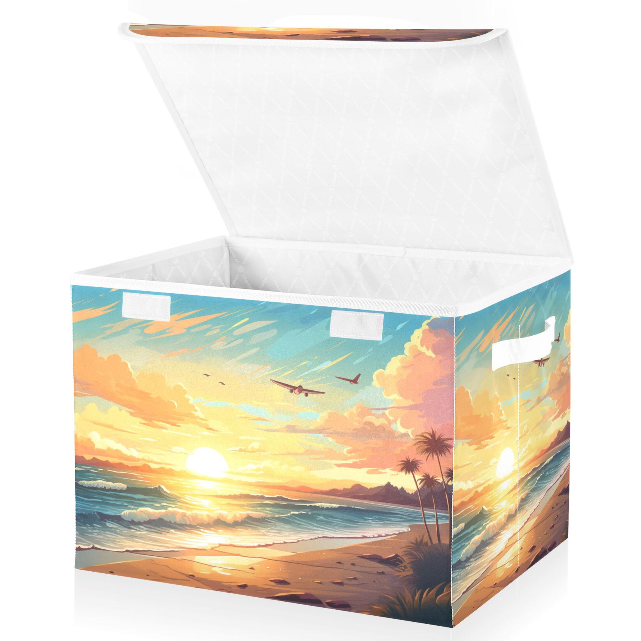 Large Lidded Foldable Storage Baskets Cubes Boxes Lids Bin for Home ...