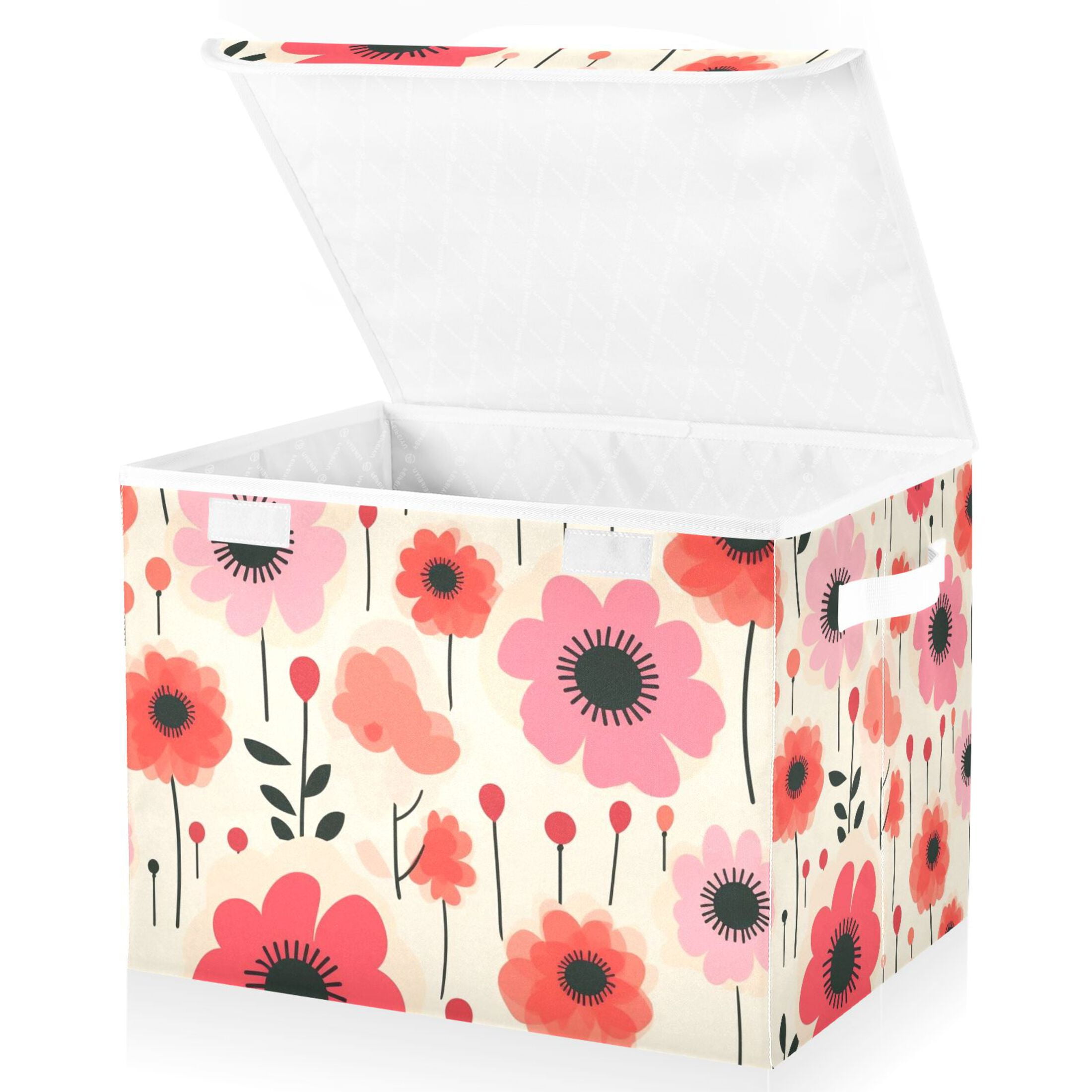 Large Lidded Foldable Storage Baskets Cubes Boxes Lids Bin for Home ...