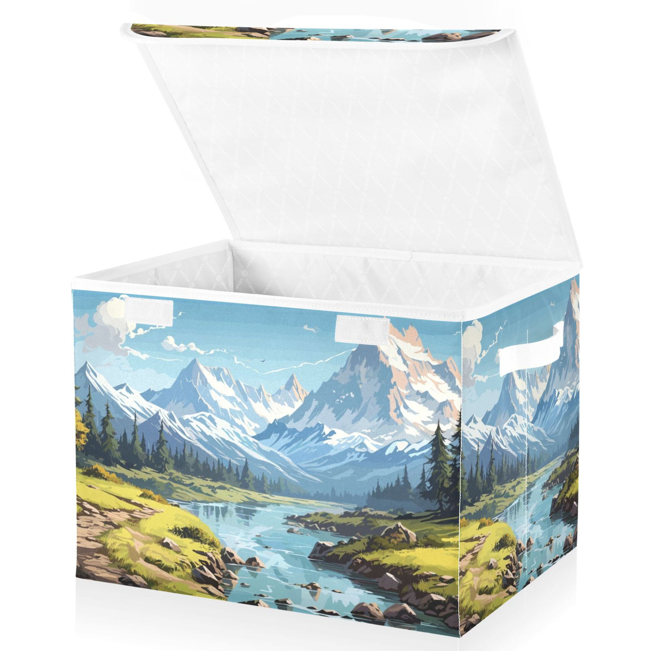 Large Lidded Foldable Storage Baskets Cubes Boxes Lids Bin for Home ...