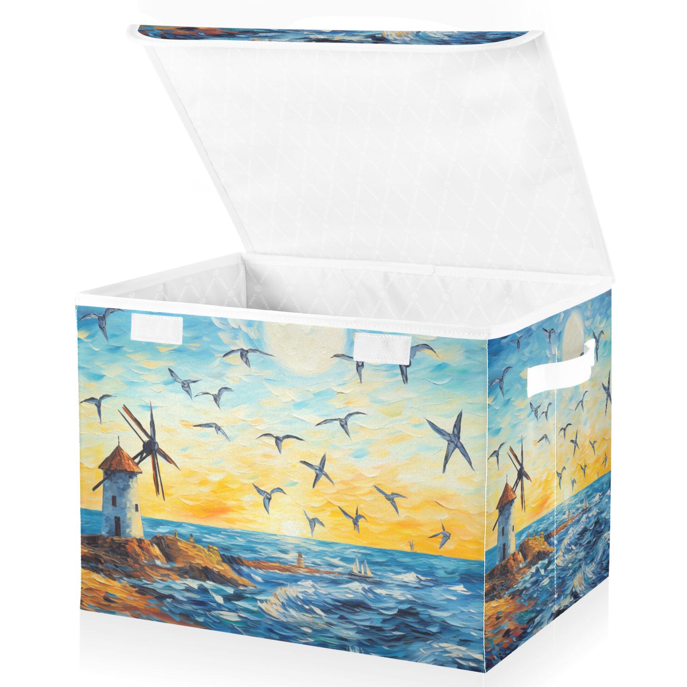 Large Lidded Foldable Storage Baskets Cubes Boxes Lids Bin for Home ...