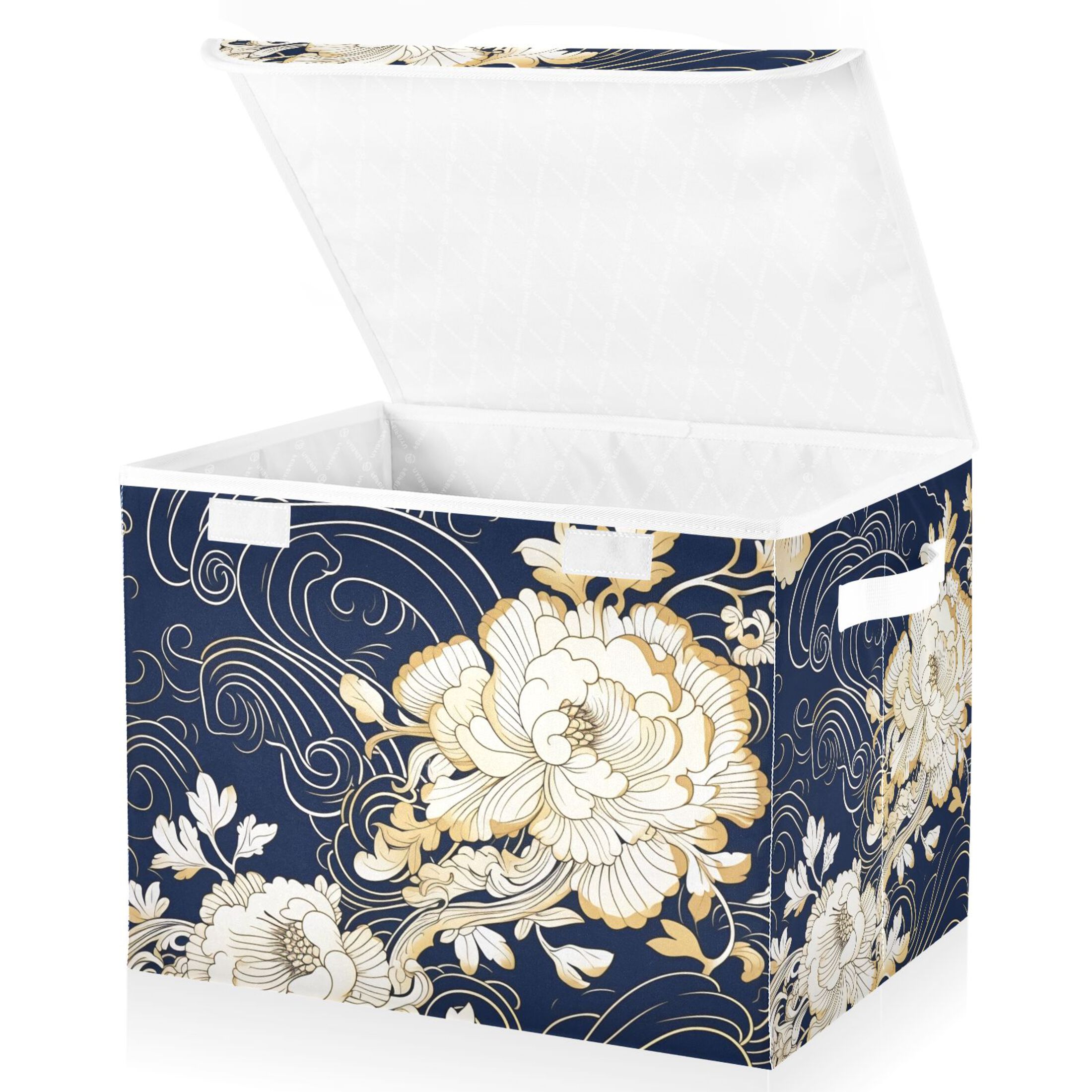 Large Lidded Foldable Storage Baskets Cubes Boxes Lids Bin for Home ...