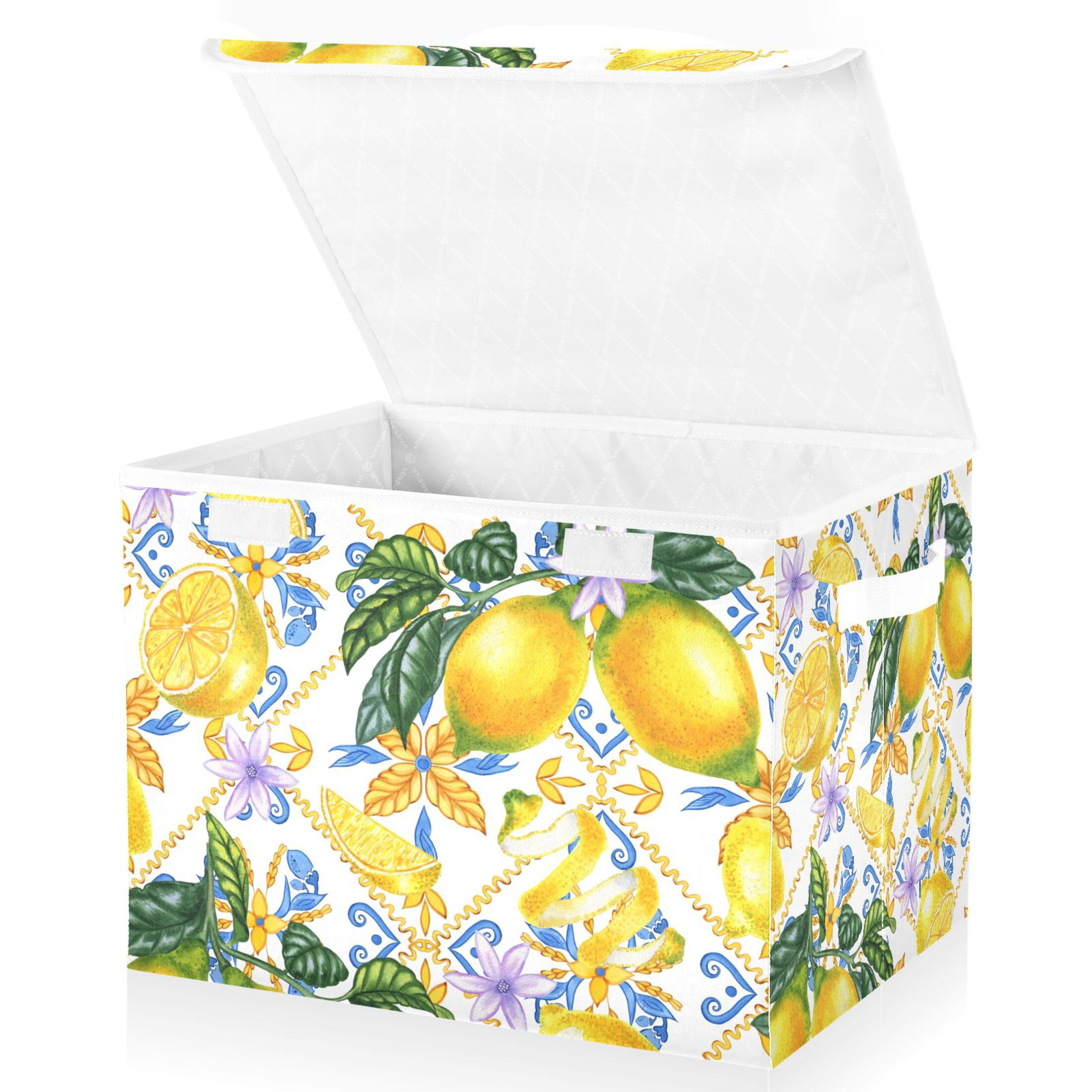 Large Lidded Foldable Storage Baskets Cubes Boxes Lids Bin for Home ...